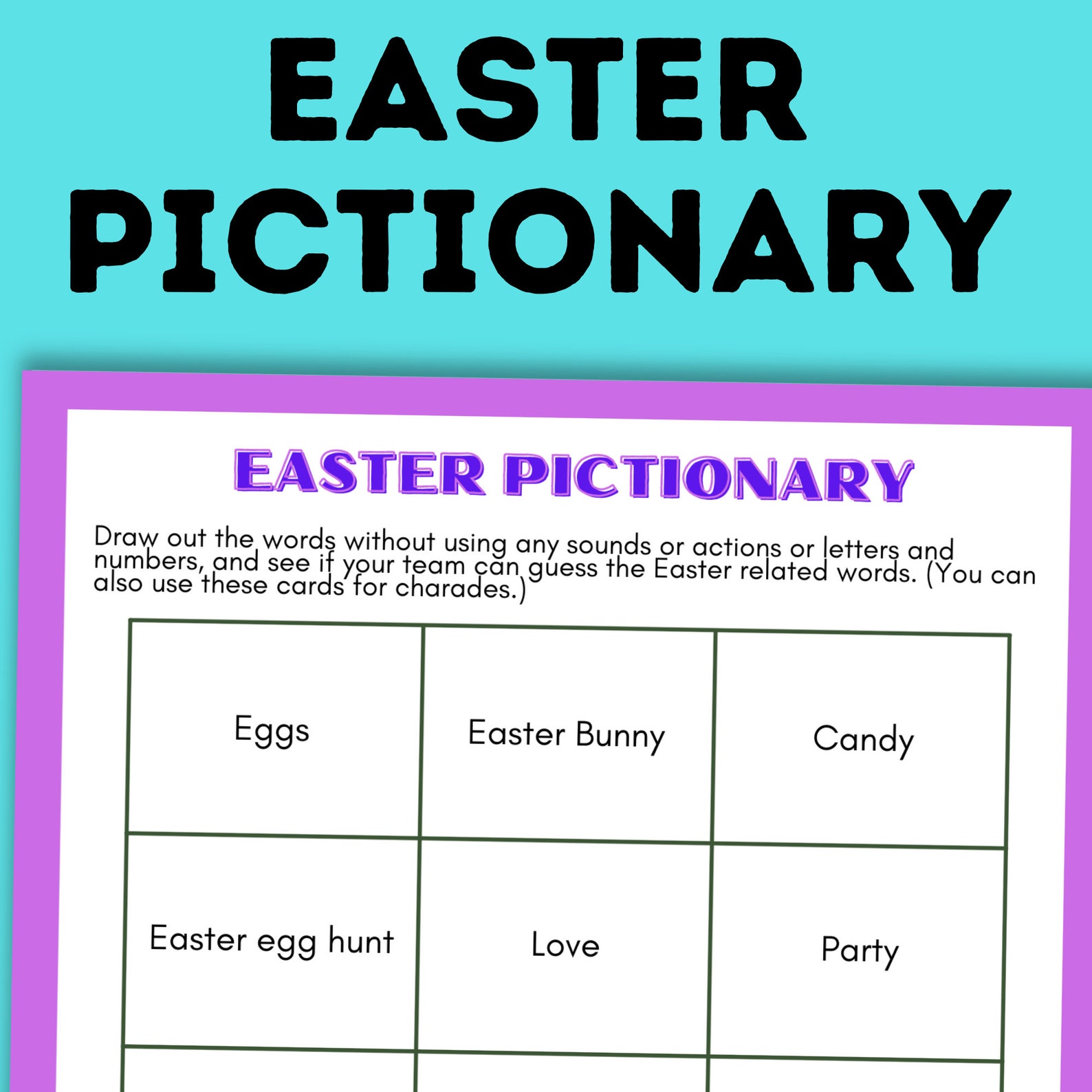 Easter Pictionary and Charades for Kids | Easter Games | Easter ...