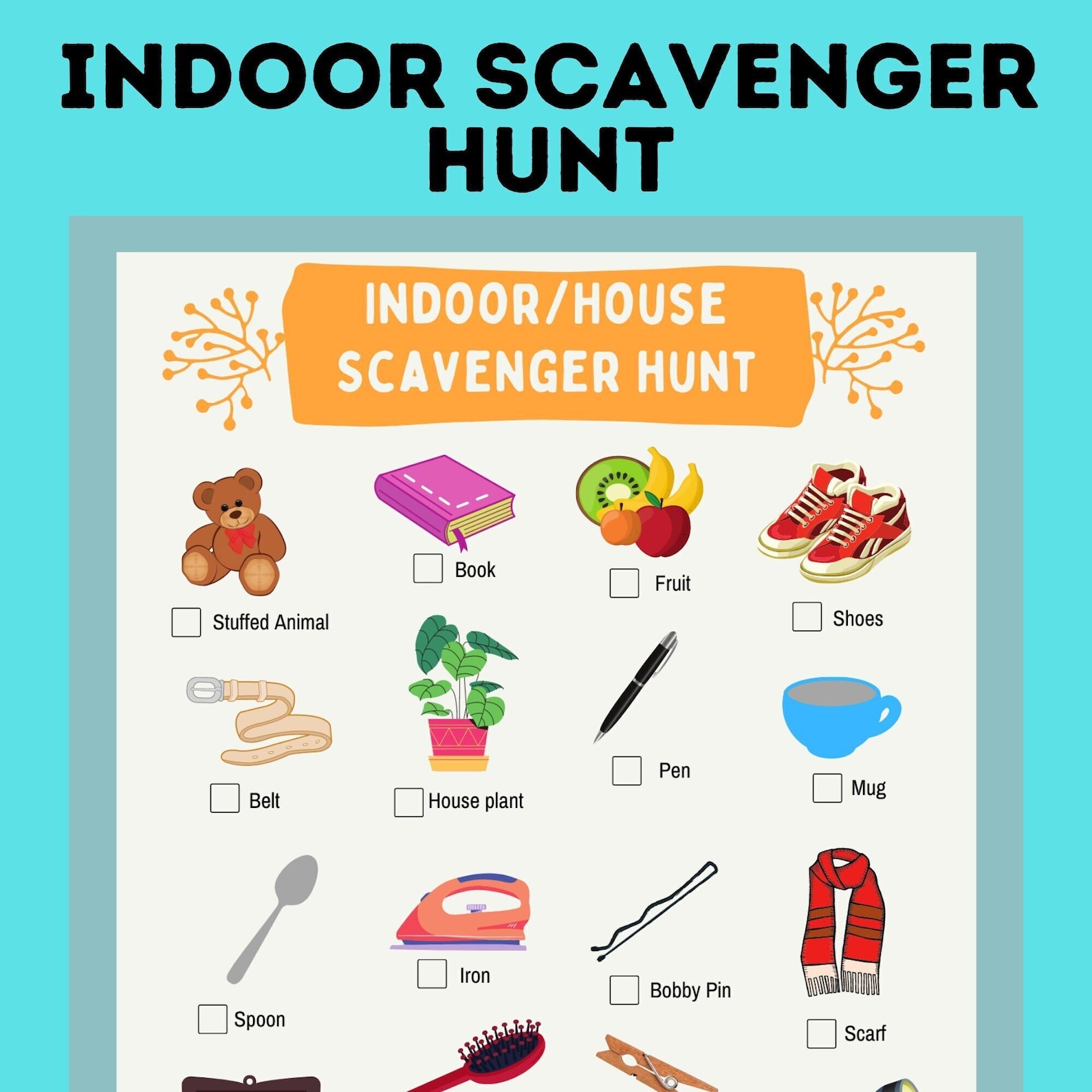 Indoor Scavenger Hunt Indoor Kids Activities House Scavenger Hunt ...