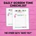 Daily Screen Time Checklist | Checklist for Kids | Screen Time Reward ...