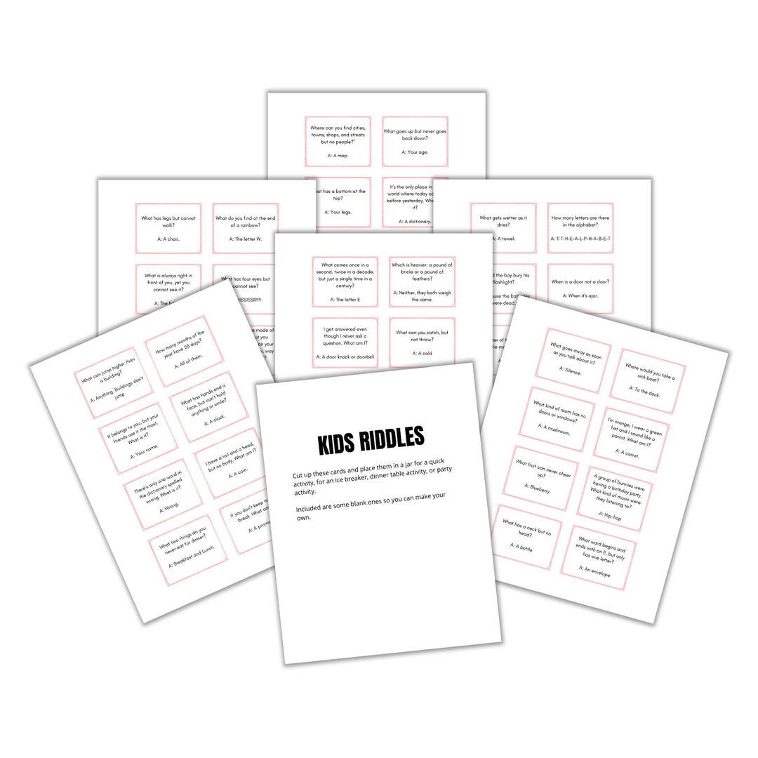 Kid's Riddle Cards Kid's Riddle Questions Riddles - Etsy