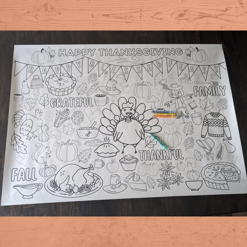 Thanksgiving Coloring Poster for Kids | Poster for Kids | Thanksgiving ...