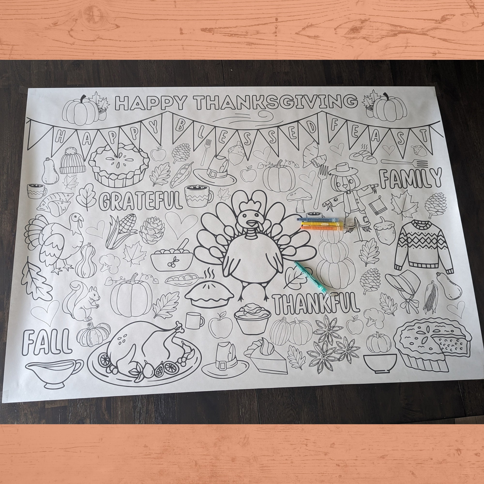 Thanksgiving Coloring Poster for Kids | Poster for Kids | Thanksgiving ...