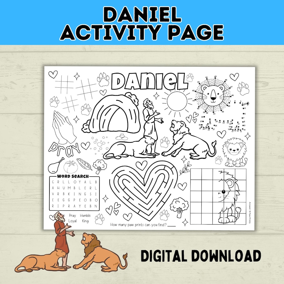 Daniel in the Lion's Den, Bible Lesson, Character Activity Page, Sunday ...