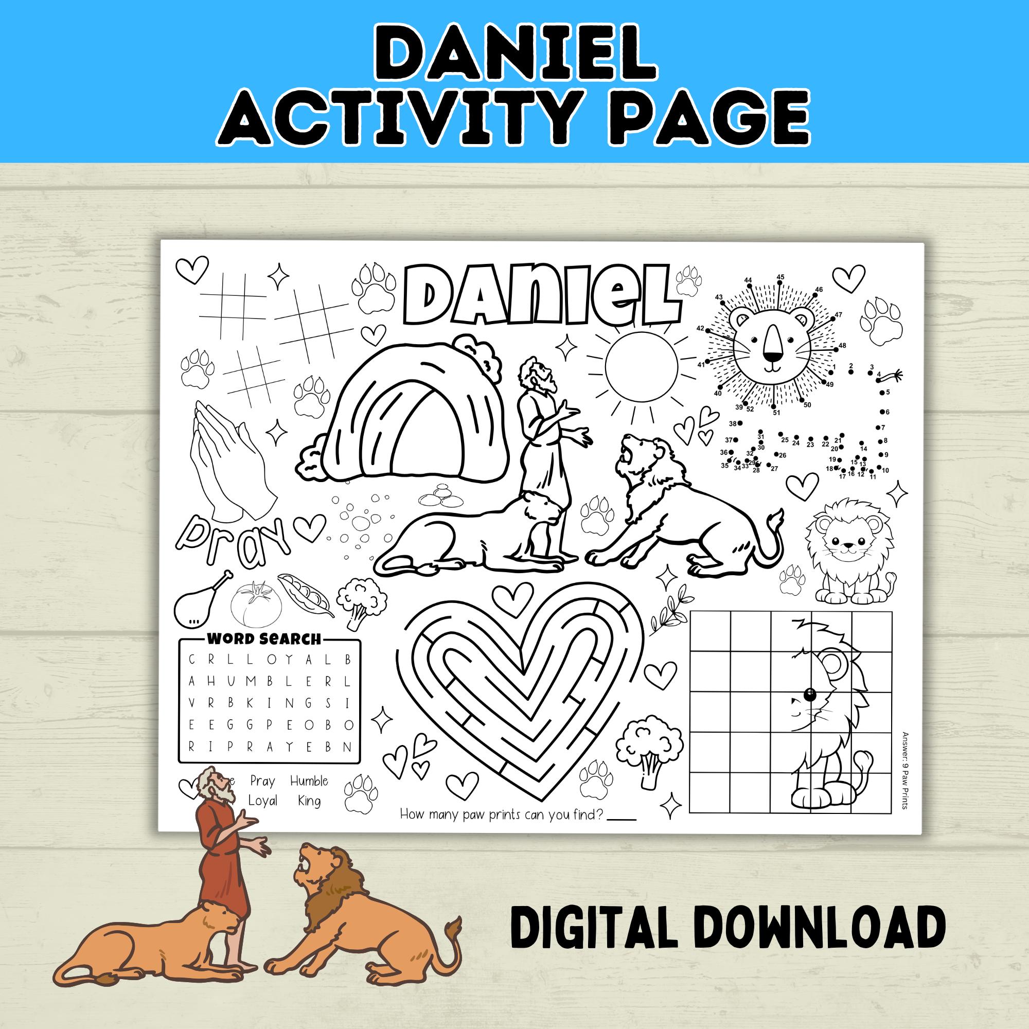 Daniel in the Lion's Den, Bible Lesson, Character Activity Page, Sunday ...