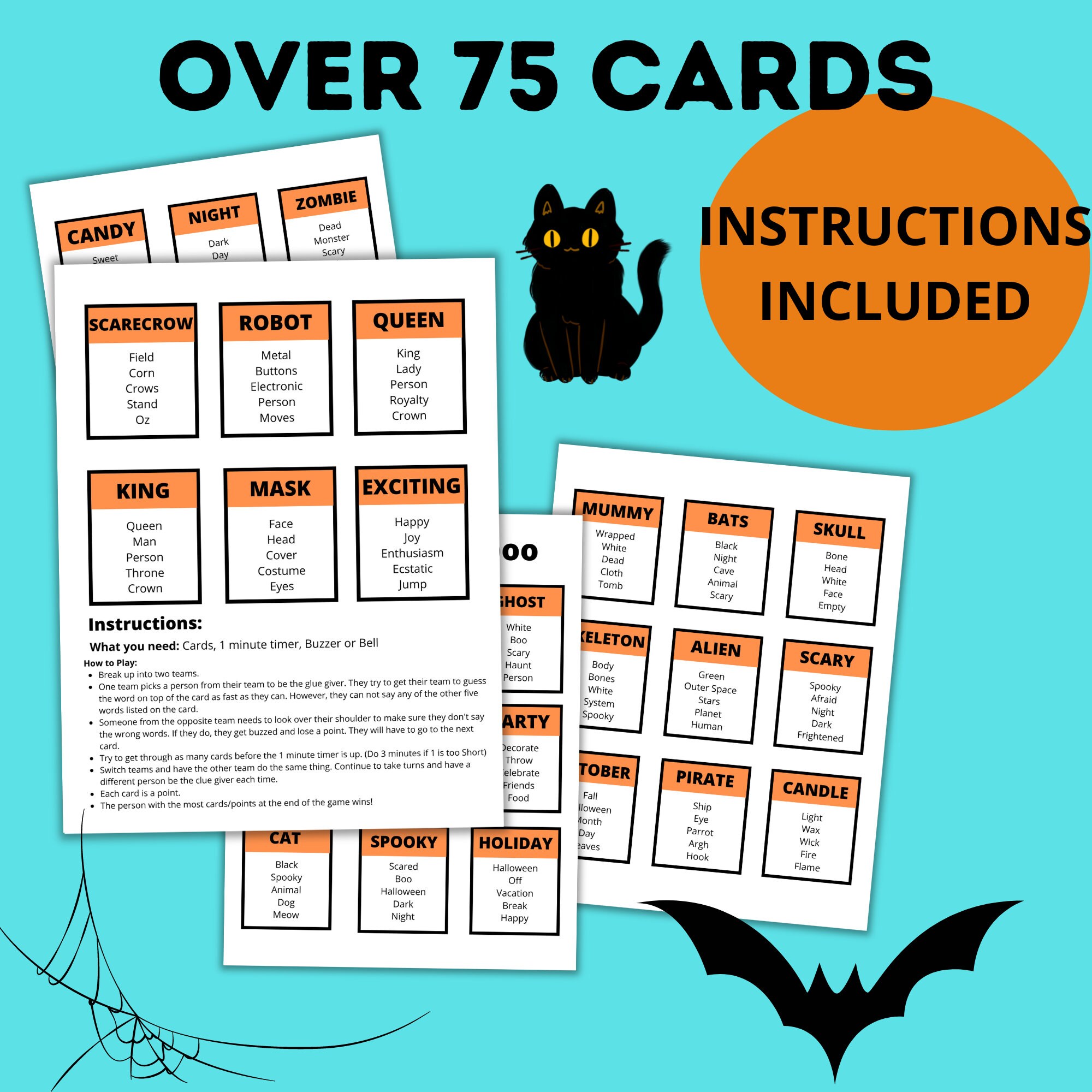 Halloween Taboo Game for Kids Party Games Halloween Party Games Kids ...