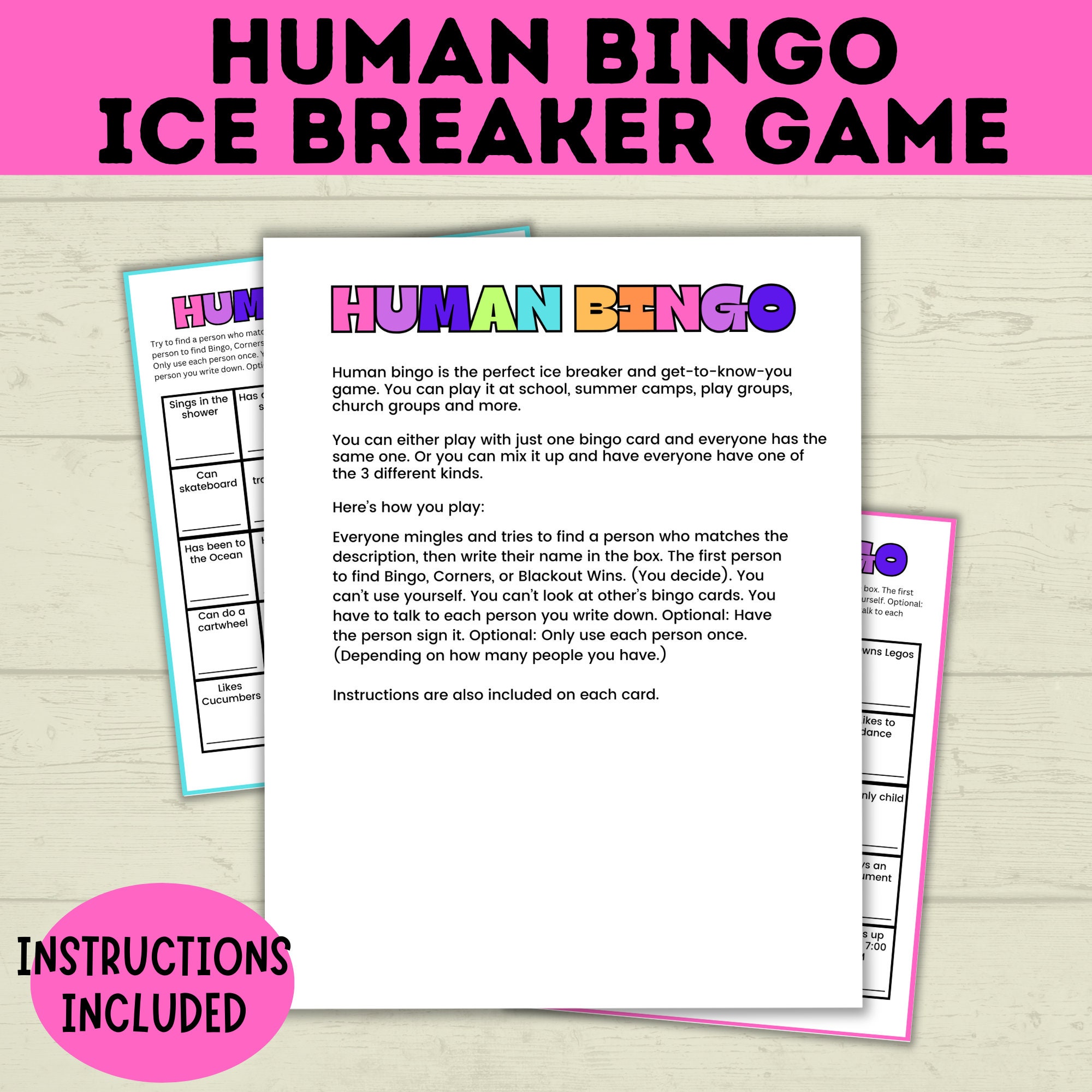 Kids Bingo | Human Bingo | Ice Breaker Bingo | Get to Know You Bingo ...
