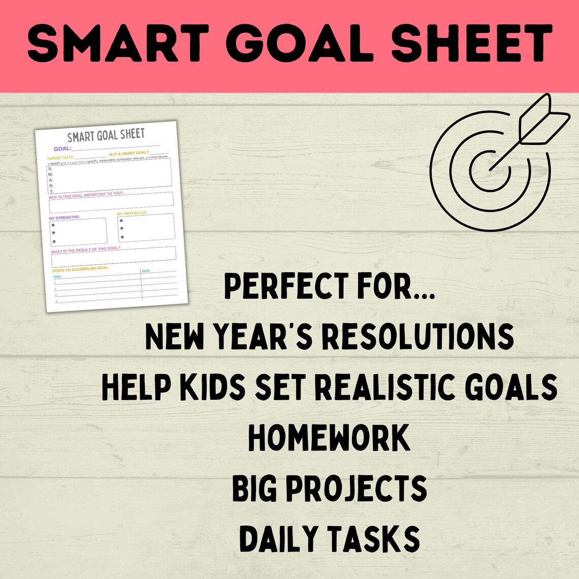 Kids Goals | Daily Goals Tracker | Smart Goals Sheet | Goal Setting ...