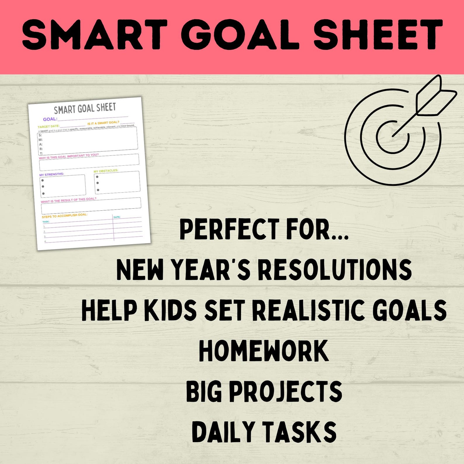 Kids Goals | Daily Goals Tracker | Smart Goals Sheet | Goal Setting ...