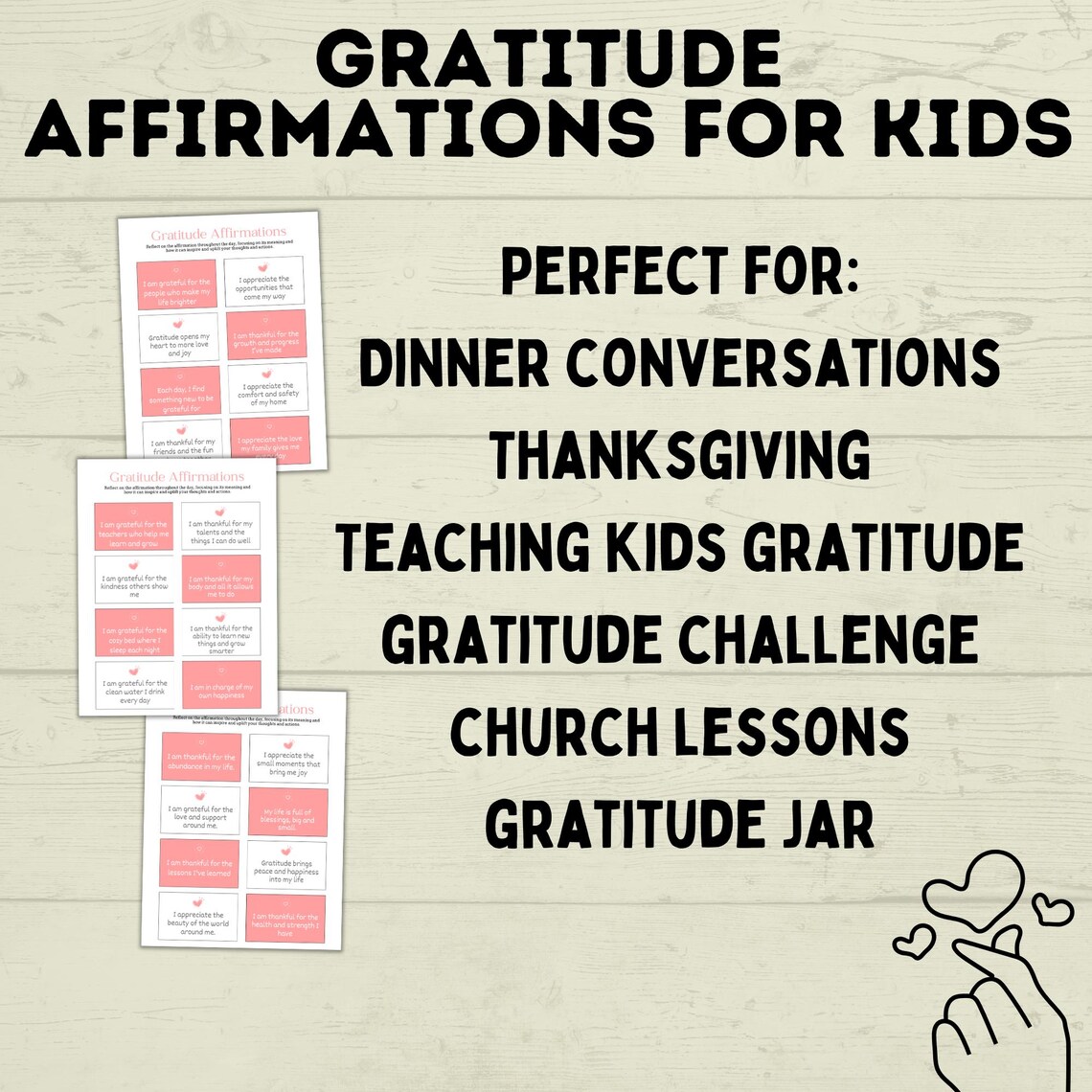 Gratitude Affirmation Cards for Kids | Gratitude Cards | Thankful Cards ...