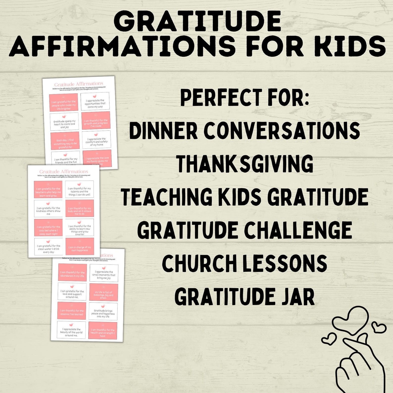 Gratitude Affirmation Cards for Kids | Gratitude Cards | Thankful Cards ...