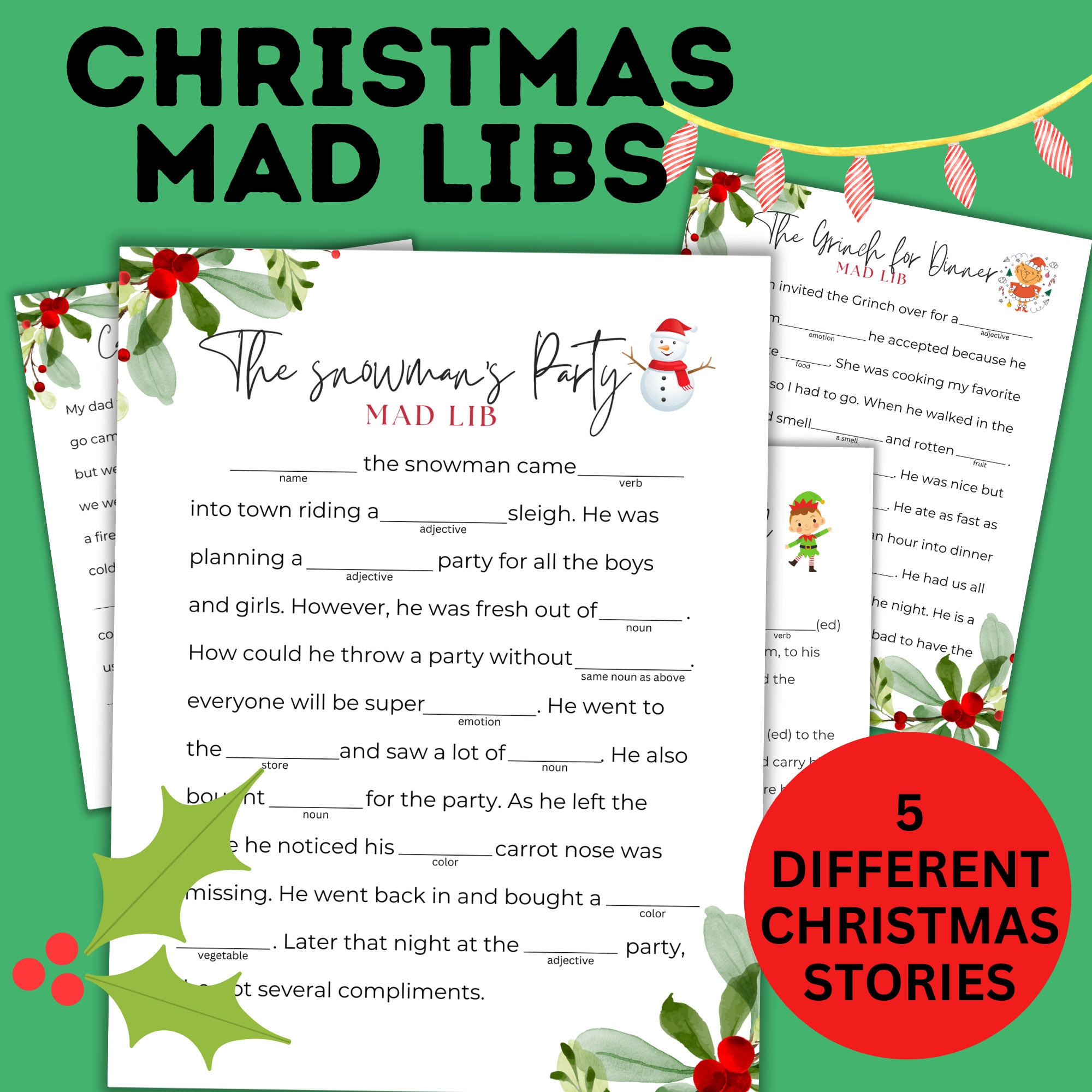 Christmas Activity for Kids | Christmas Mad Libs | Christmas Printable ...
