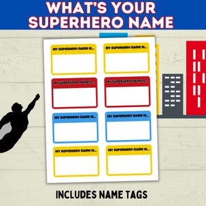 What's Your Superhero Name Game Printable, Kids Birthday Party Activity ...
