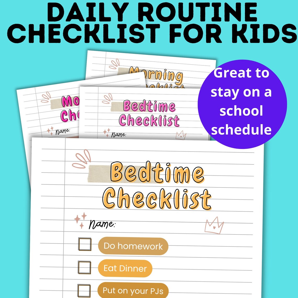 Morning Checklist for Kids | Bedtime Checklist for Kids | Kids Daily ...