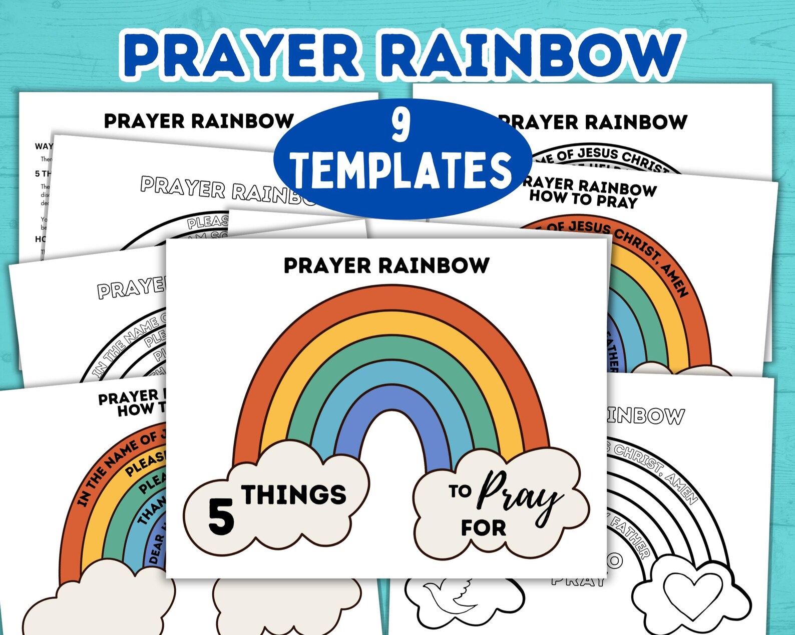 Kids Rainbow Prayer Craft Template, Bible Coloring Page, Activity Sheet ...
