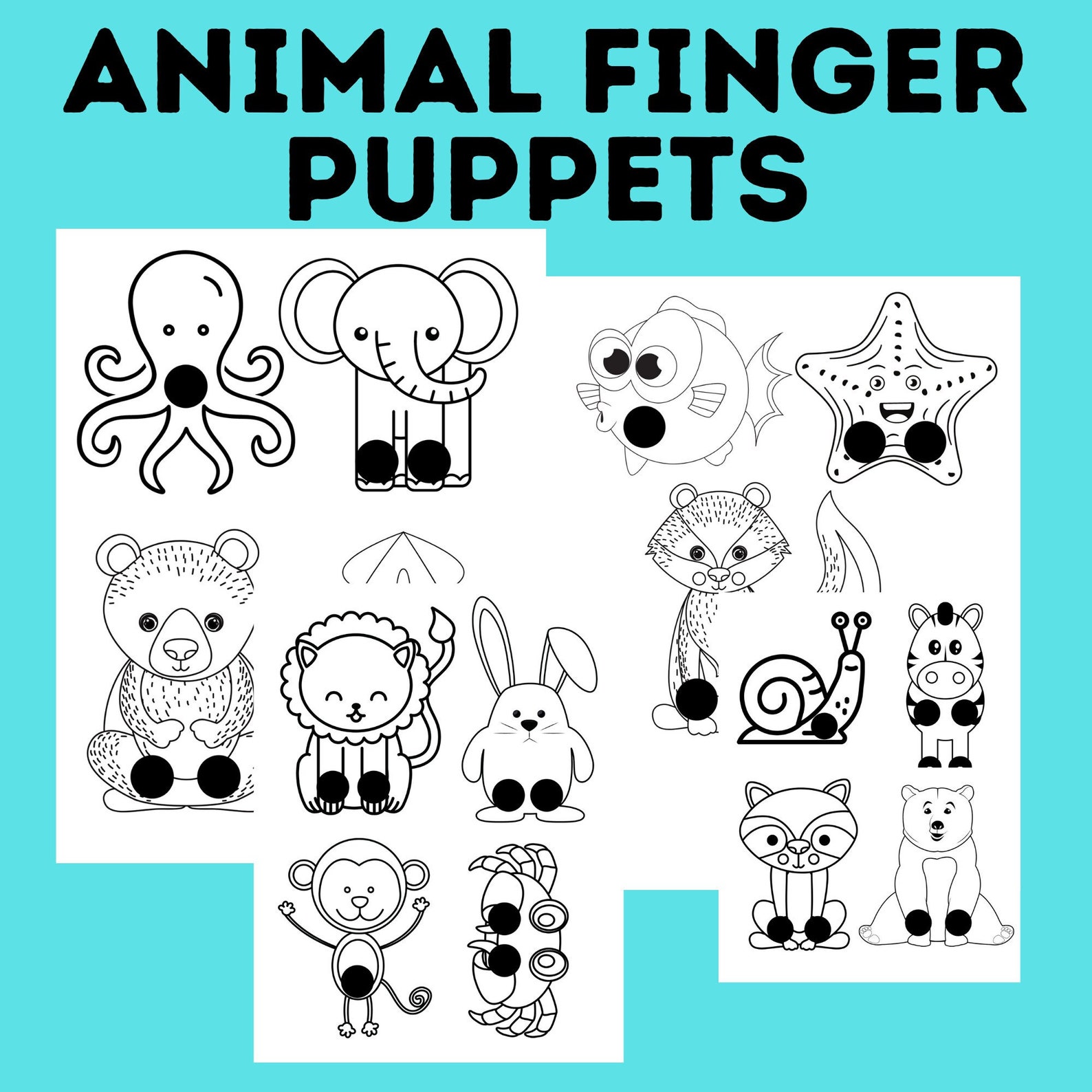 Animal Finger Puppets Paper Finger Puppets to Color | Etsy