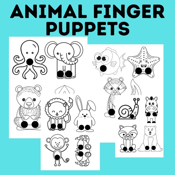 Animal Finger Puppets Paper Finger Puppets to Color | Etsy