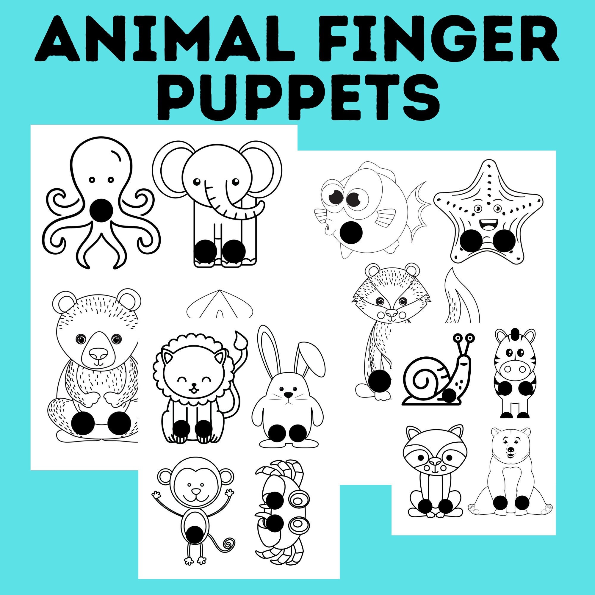 Animal Finger Puppets Paper Finger Puppets to Color - Etsy