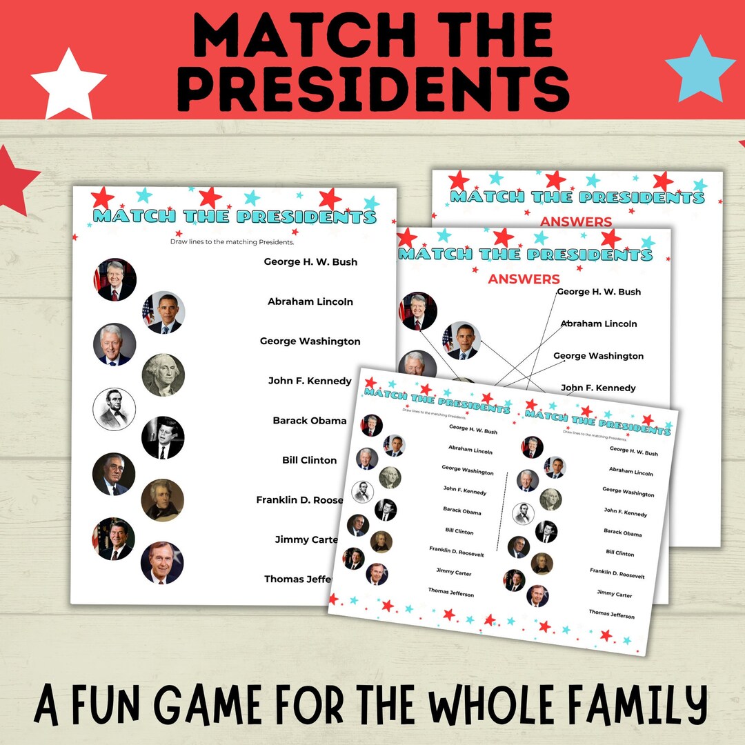 Match the President Game | Kids Games | 4th of July Games | Classroom ...