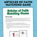 Articles of Faith Matching Game for Families | FHE Game | Articles of ...