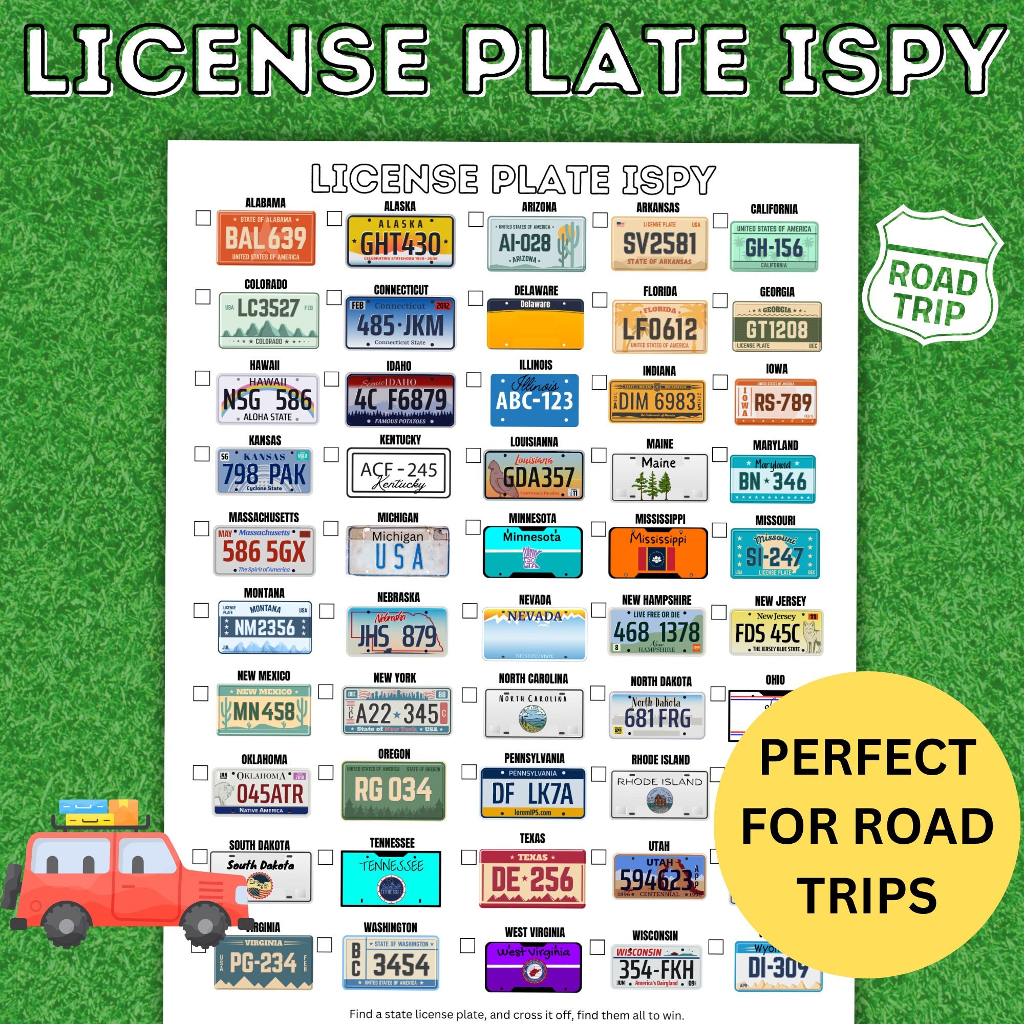 License Plate I Spy Game for Kids | Family Trip | Travel Games | Road ...
