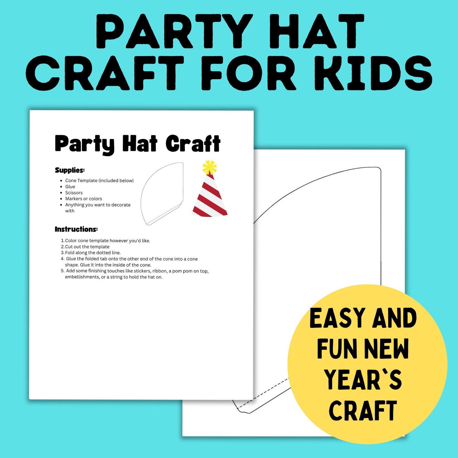 Party Hat Craft for Kids for New Year's Eve | New Year's Eve Craft for ...