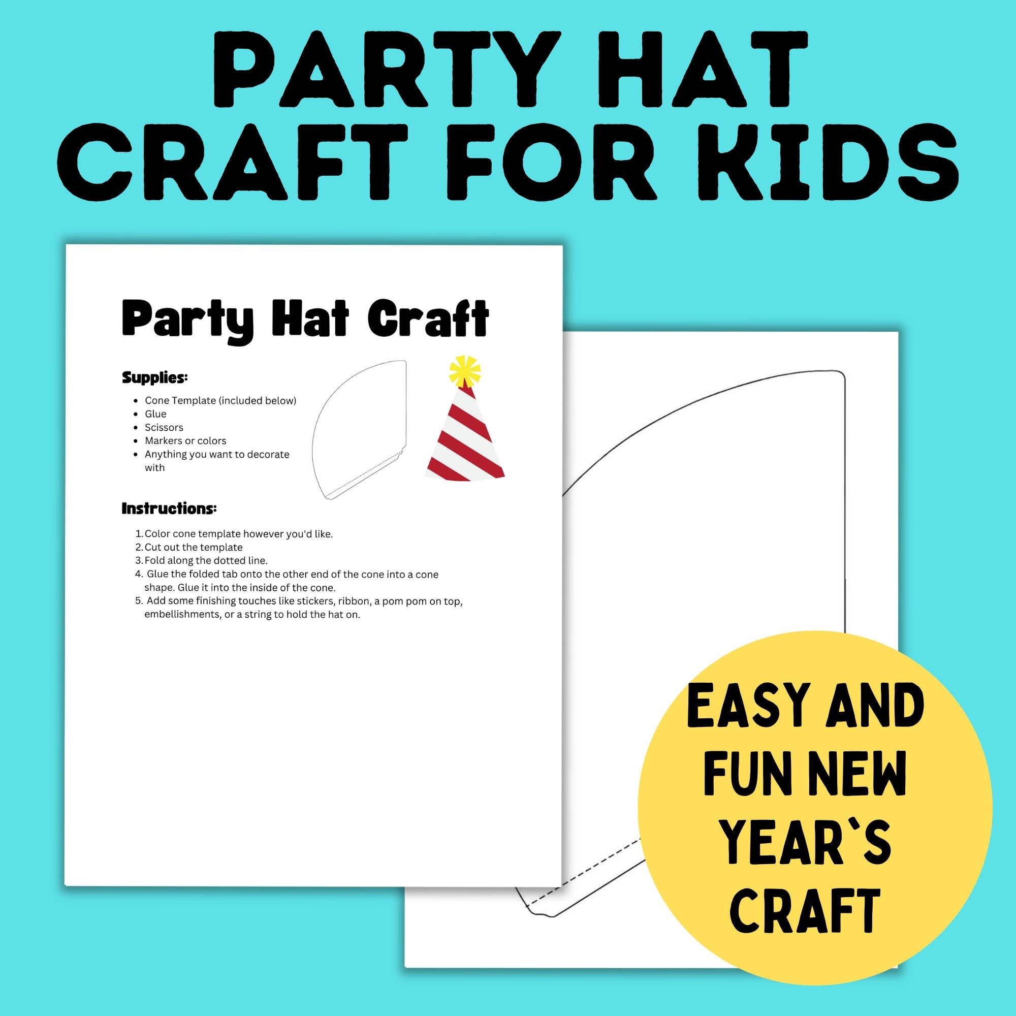Party Hat Craft for Kids for New Year's Eve | New Year's Eve Craft for ...