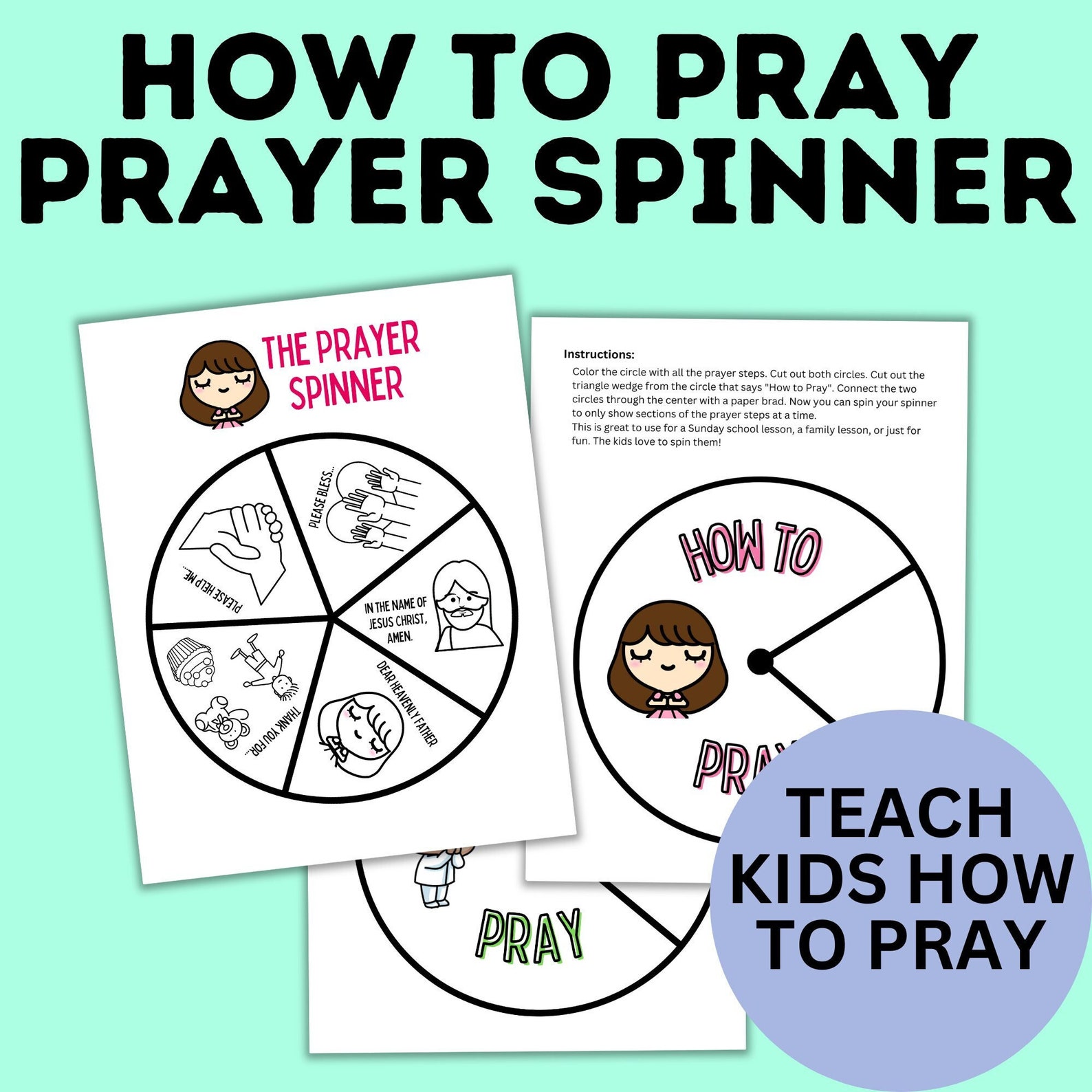 How to Pray Prayer Spinner for Kids Teach Kids How to Pray - Etsy