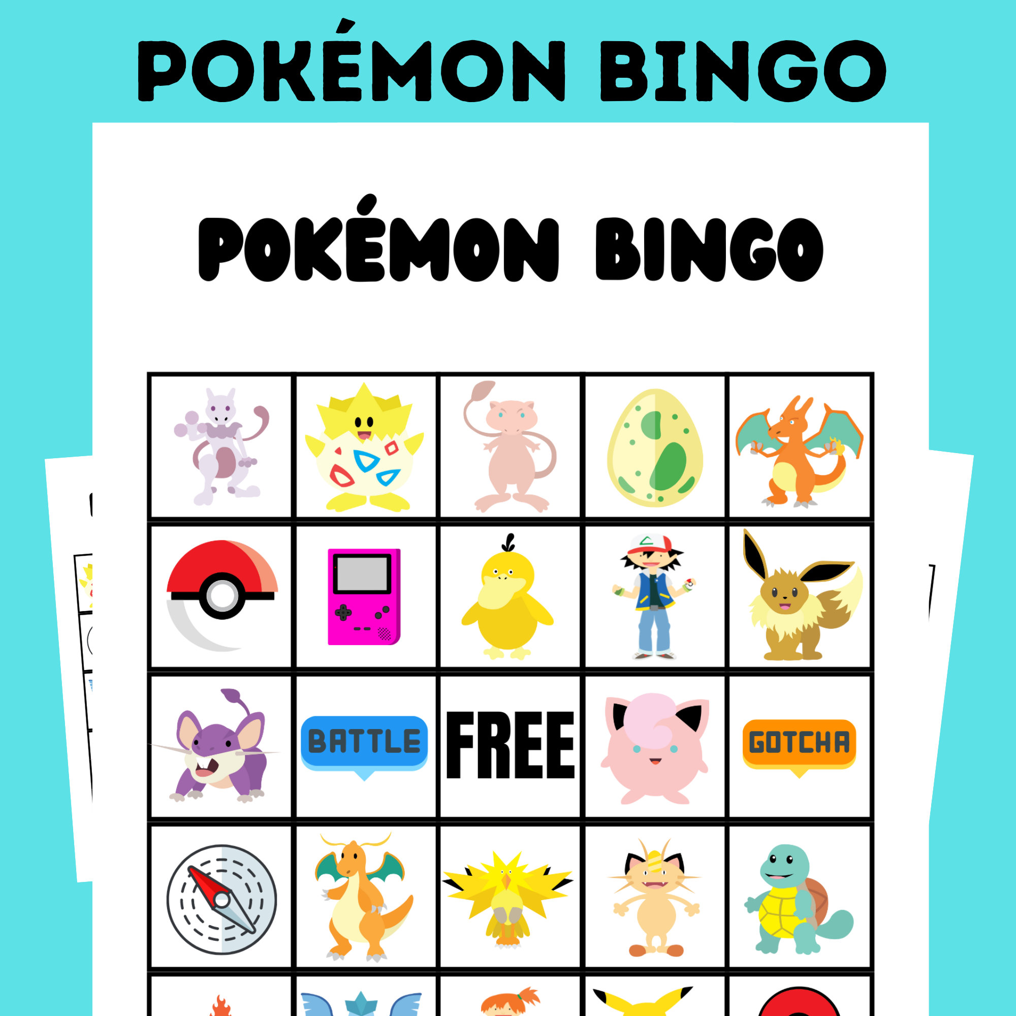 Pokémon Bingo | Pokémon Activities | Party Activities - Etsy