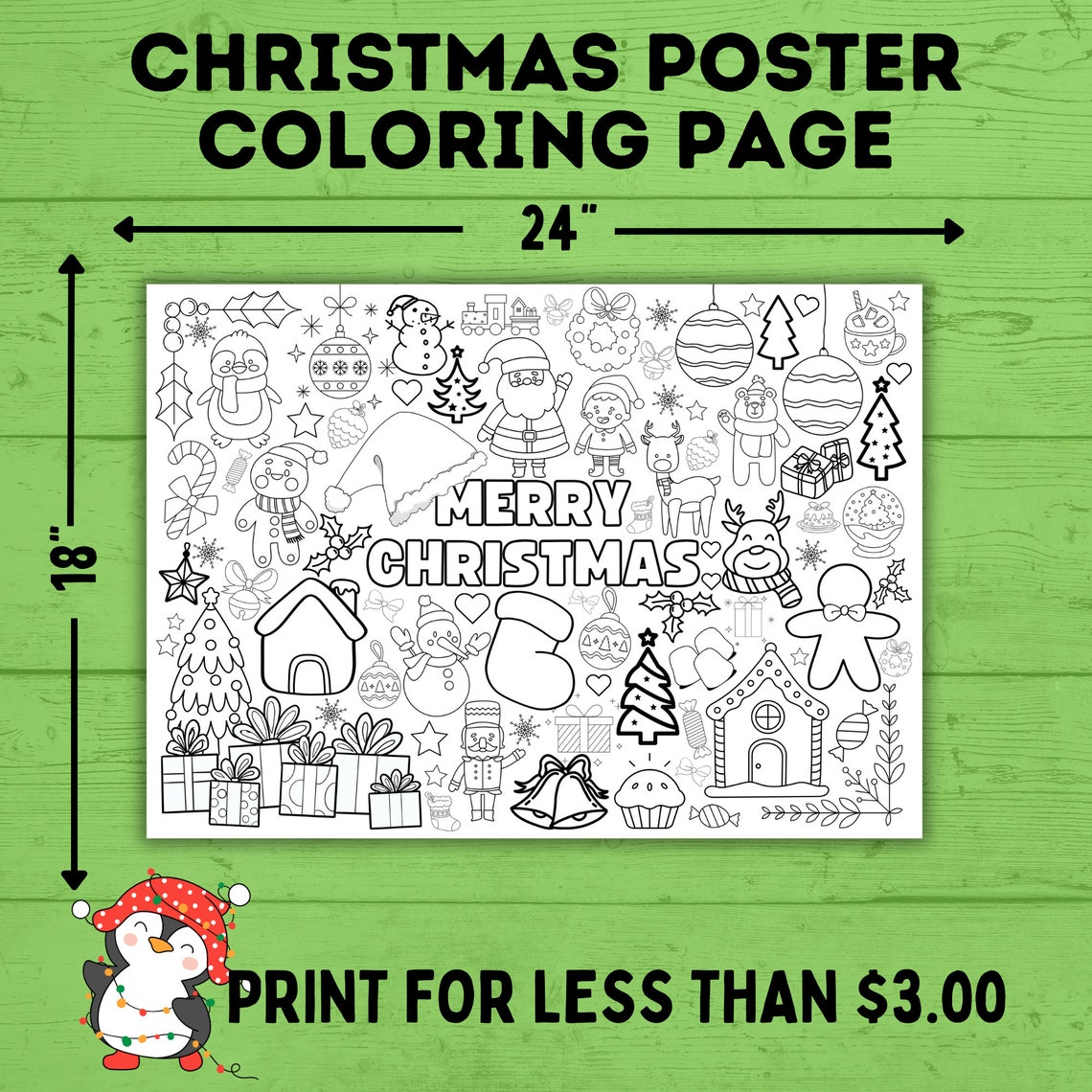 Christmas Coloring Poster for Kids | Coloring Pages for Kids | Kids ...