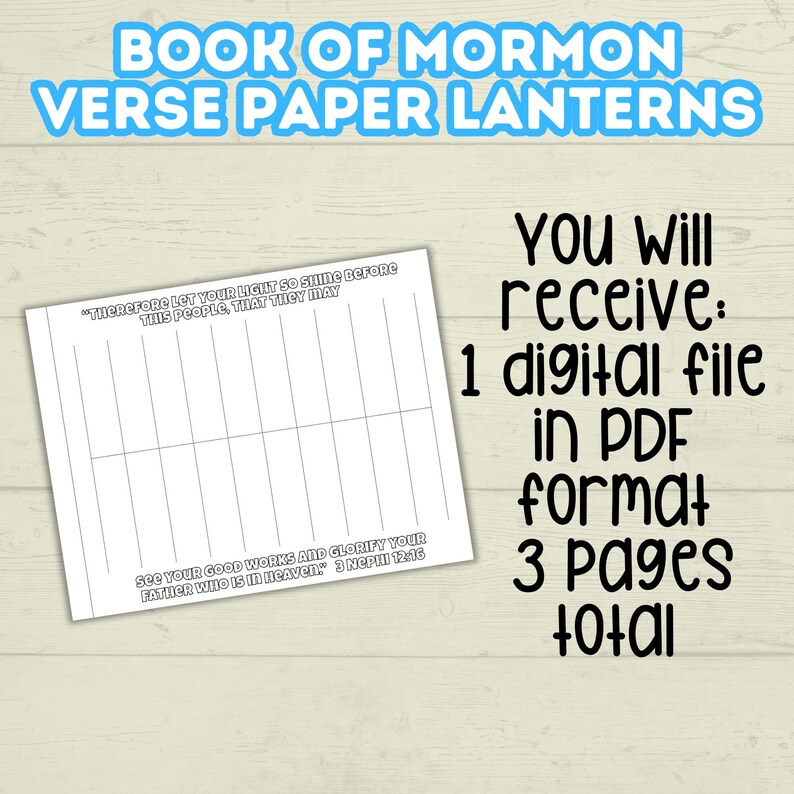 Paper Lantern Template for Kids, Book of Mormon Verse Craft, Sunday ...