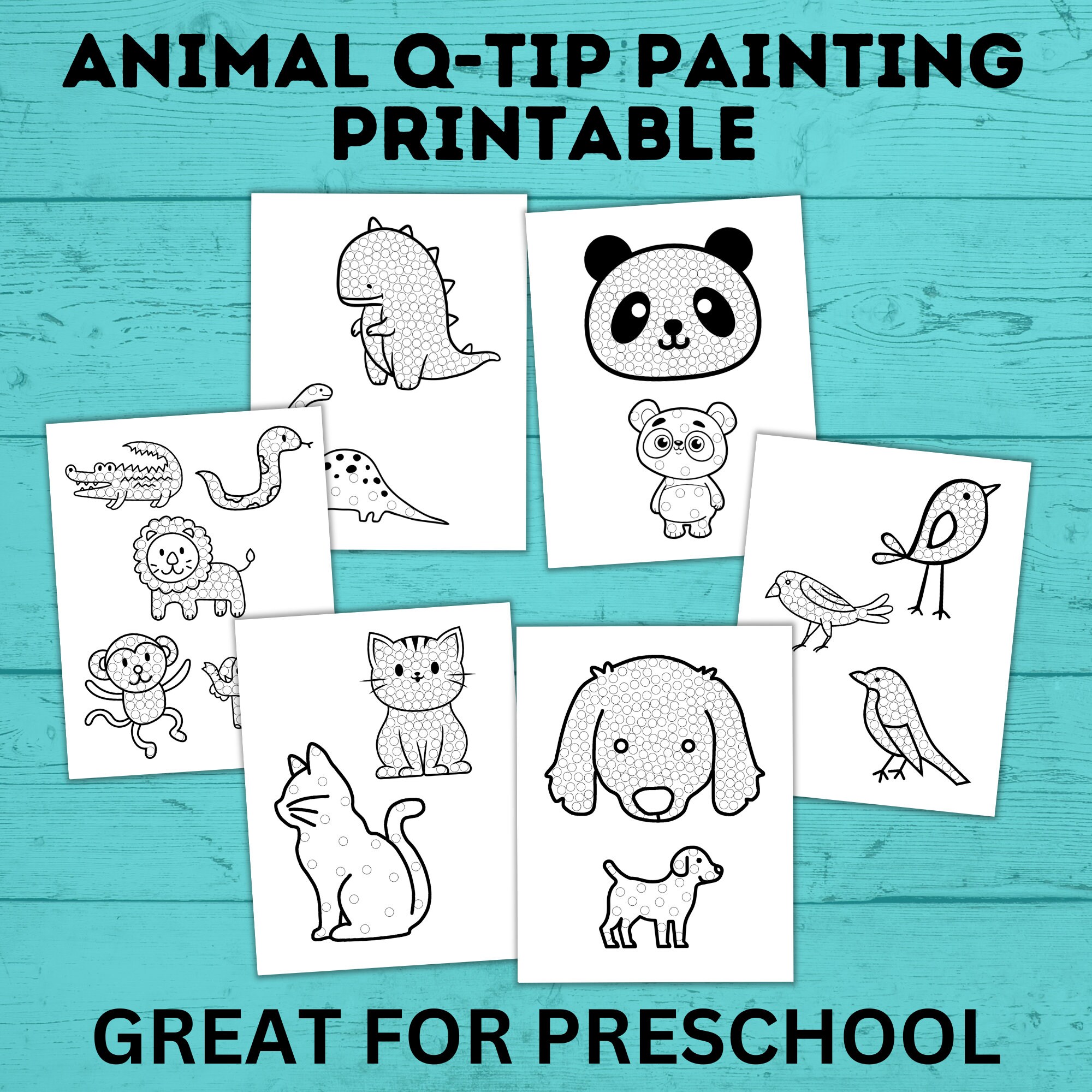 Animal Q-tip Painting Printable | Animal Craft | Animal Printable ...