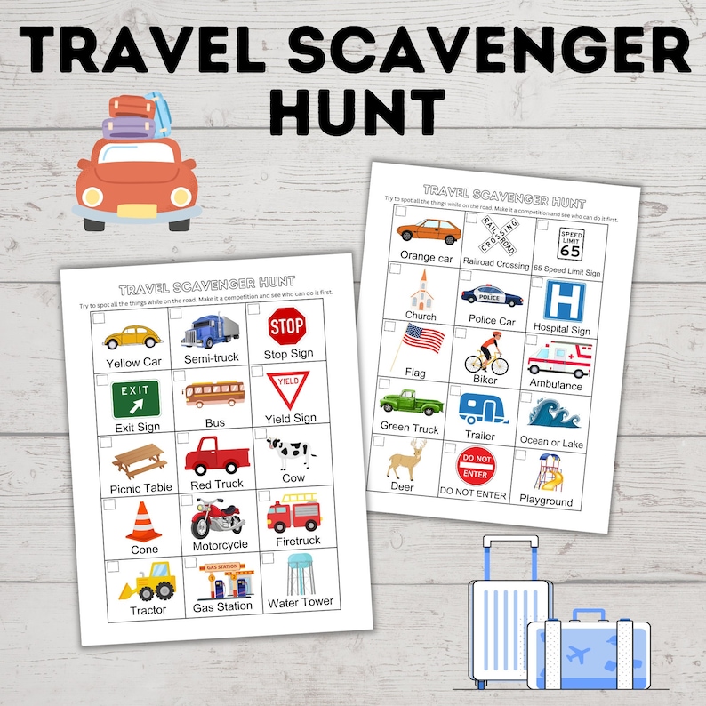 Travel Scavenger Hunt | Travel Bingo | Travel Game | Road Trip Game ...