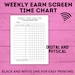 Weekly Earn Screen Time Chart for Kids | Screen Time Chart | TV Chart ...