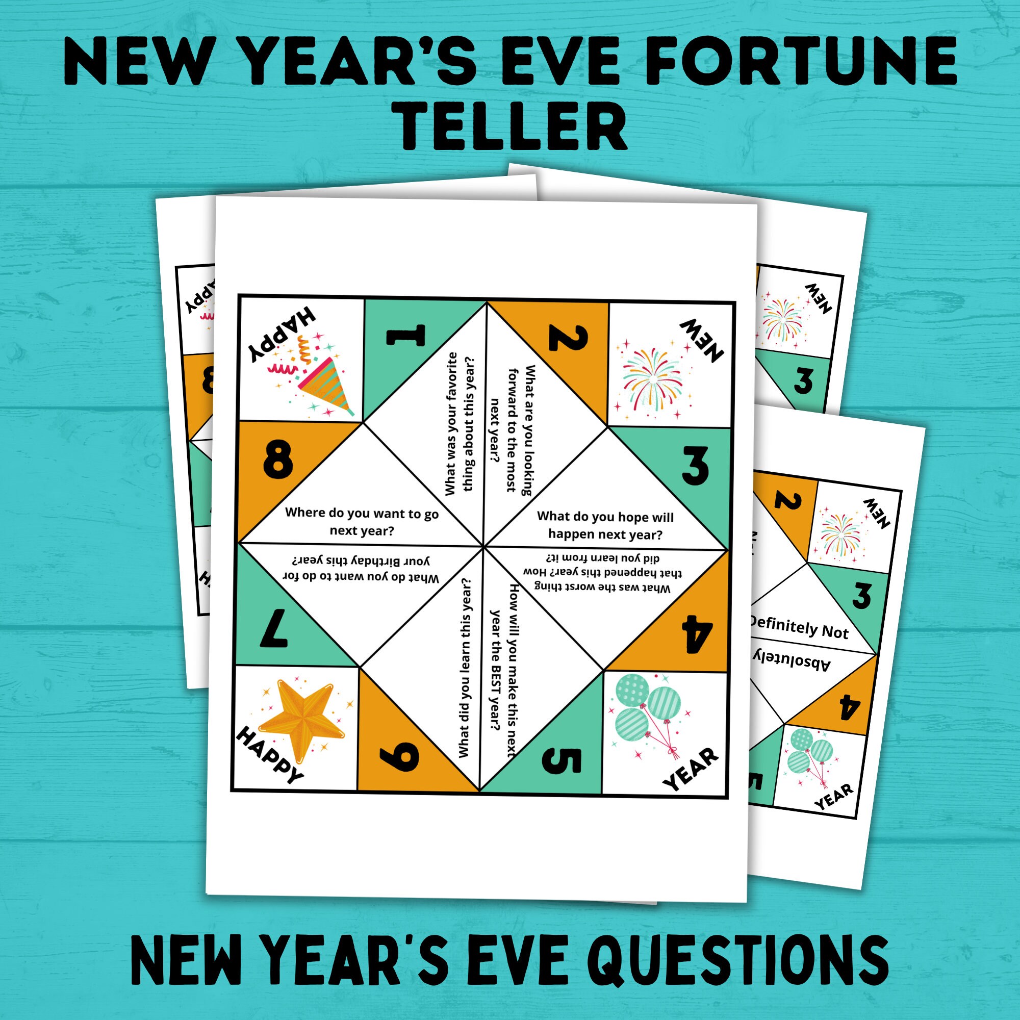 New Year's Eve Printable New Year's Fortune Teller Fortune Teller for ...