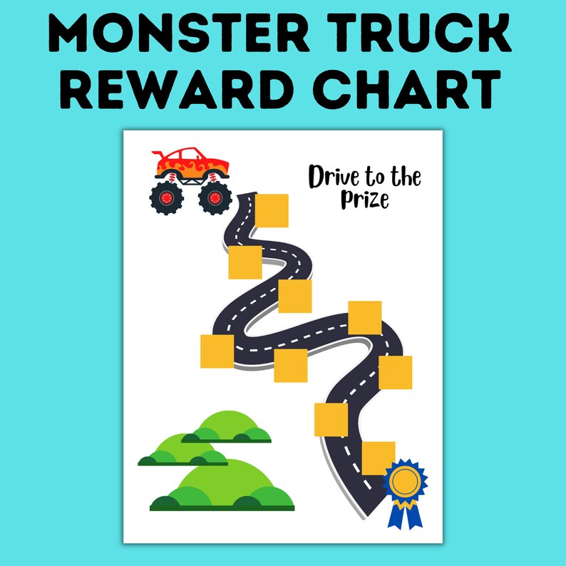 Monster Truck Reward Chart for Kids Sticker Reward Chart - Etsy México