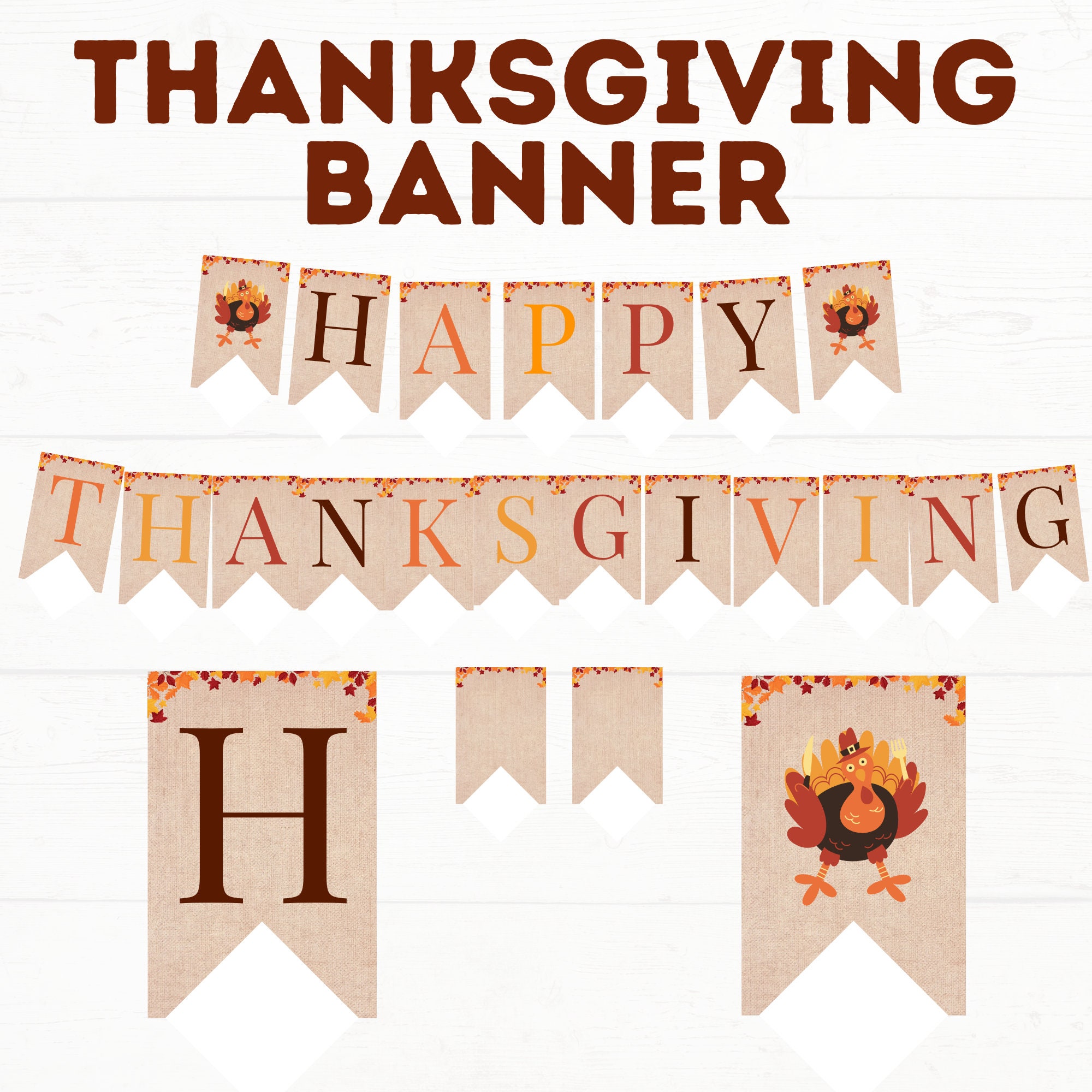Happy Thanksgiving Banner Printable | Thanksgiving Banner File | Fall ...