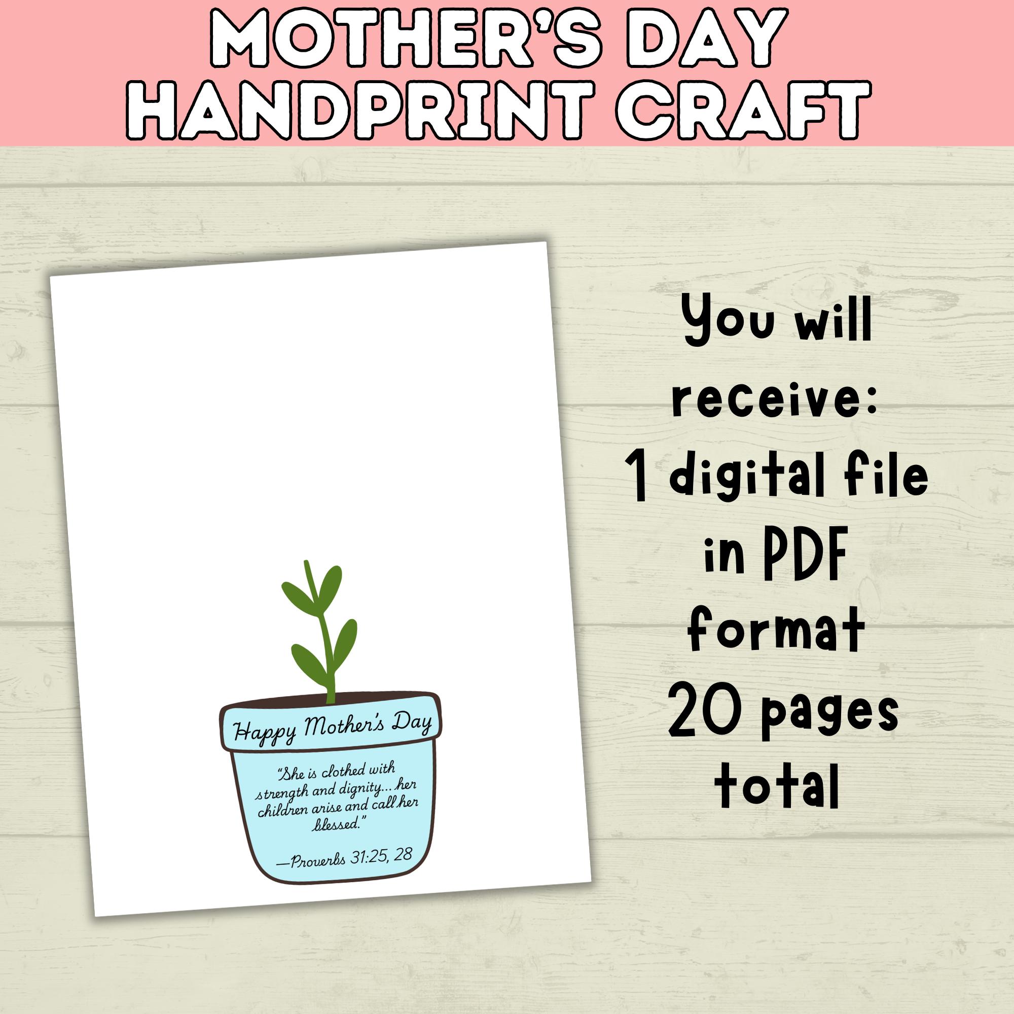 Mother's Day Handprint Flower Craft, Keepsake Art for Mom, Mother's Day ...