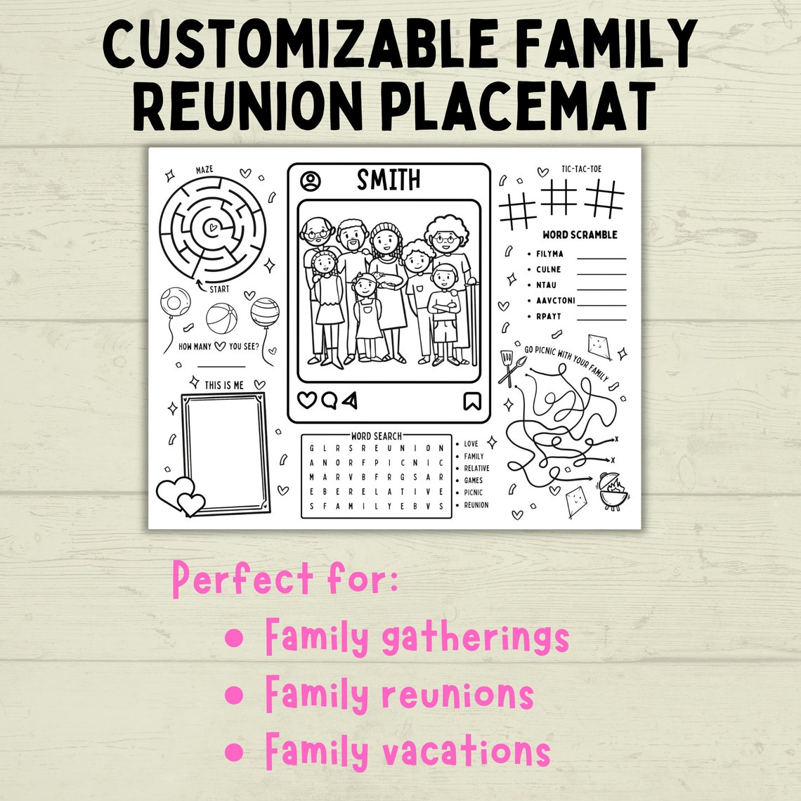 Family Reunion Activity Sheet Editable Template | Family Reunion ...