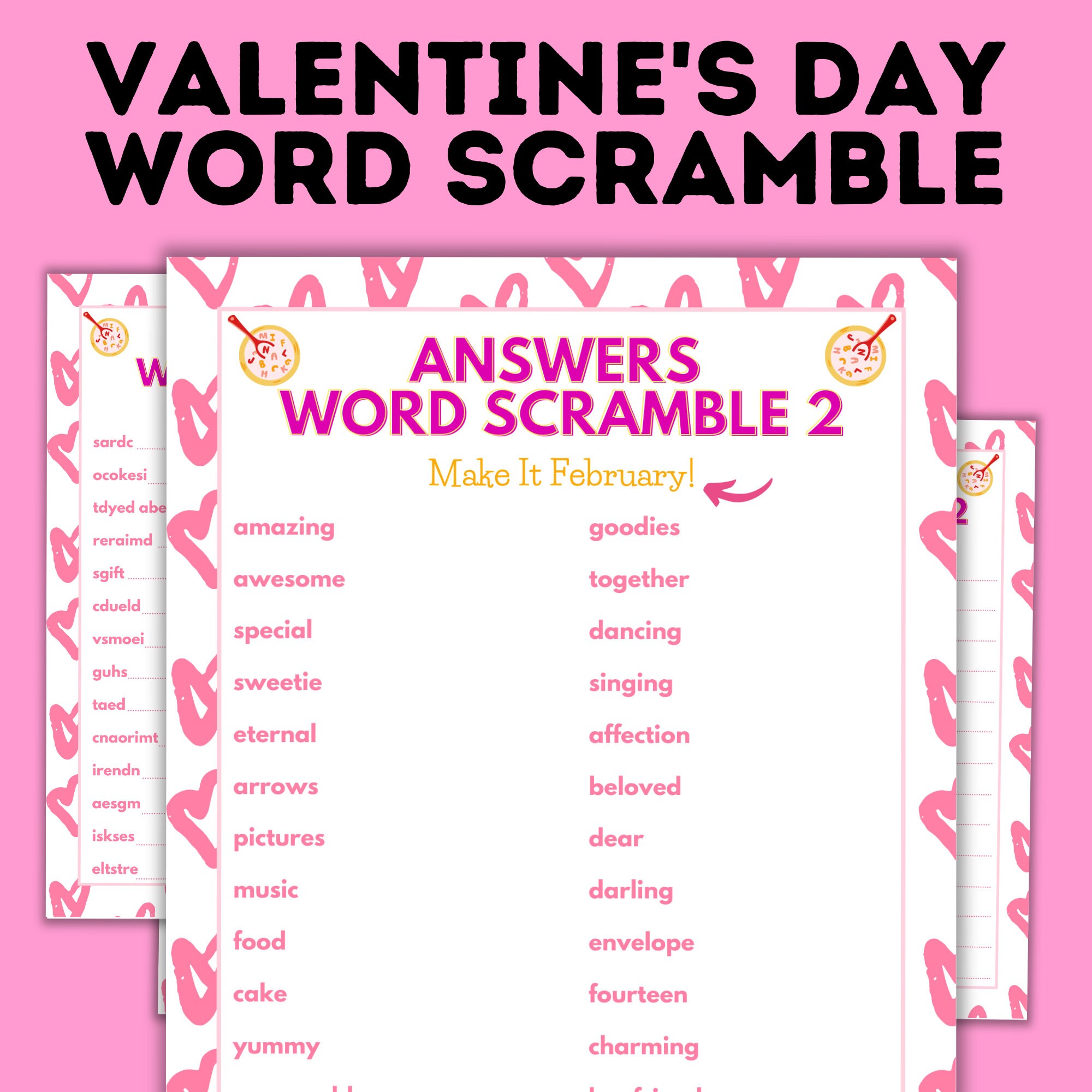 Valentine's Day Word Scramble for Kids | Kids Games | Valentine's Game ...