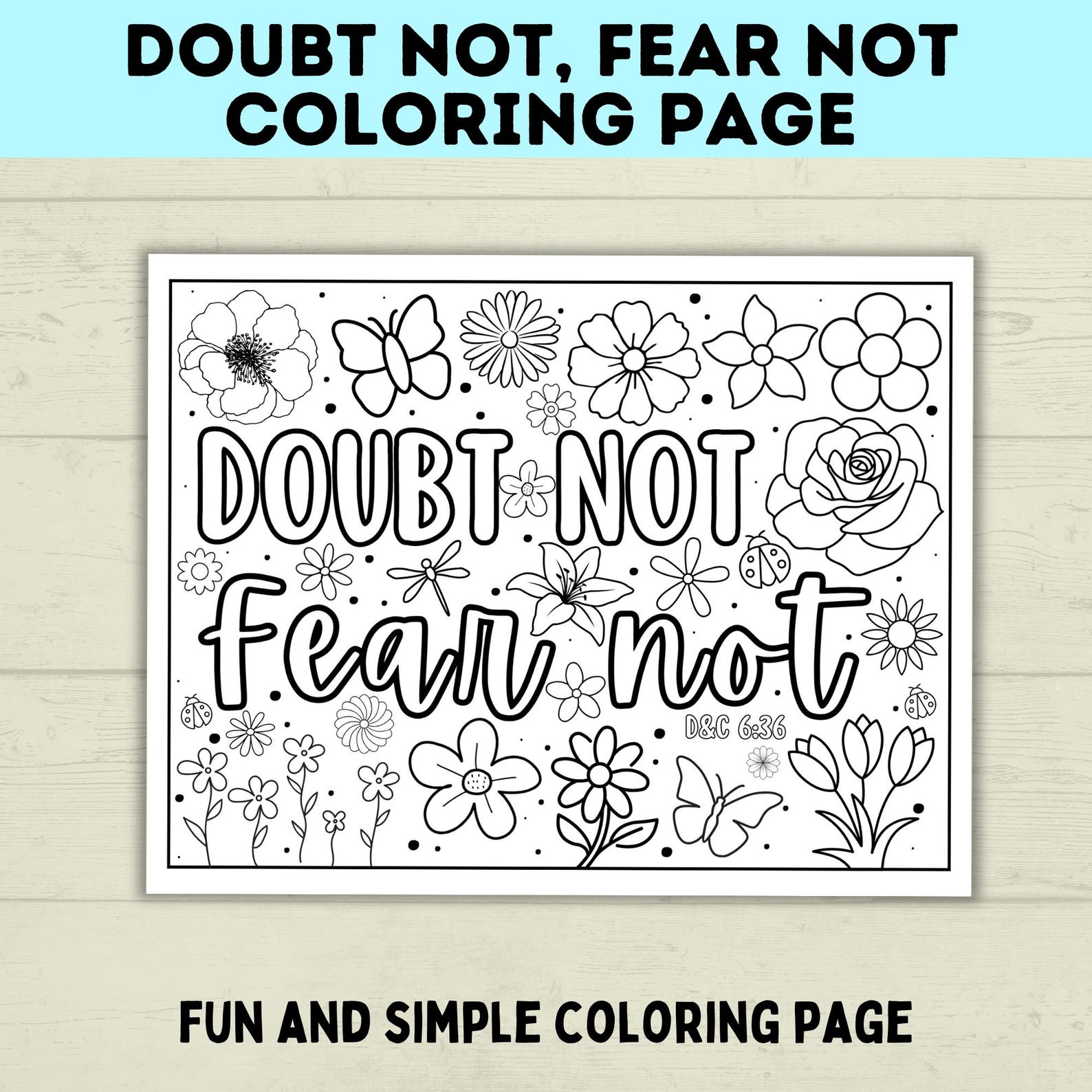 Doubt Not Fear Not Coloring Page | Youth Theme | Youth Coloring Page ...