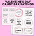 Valentine's Day Candy Bar Labels, Candy Card Sayings, Teacher Favors ...