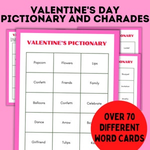 Valentine's Day Pictionary Game for Kids, Charades Printable, Classroom ...