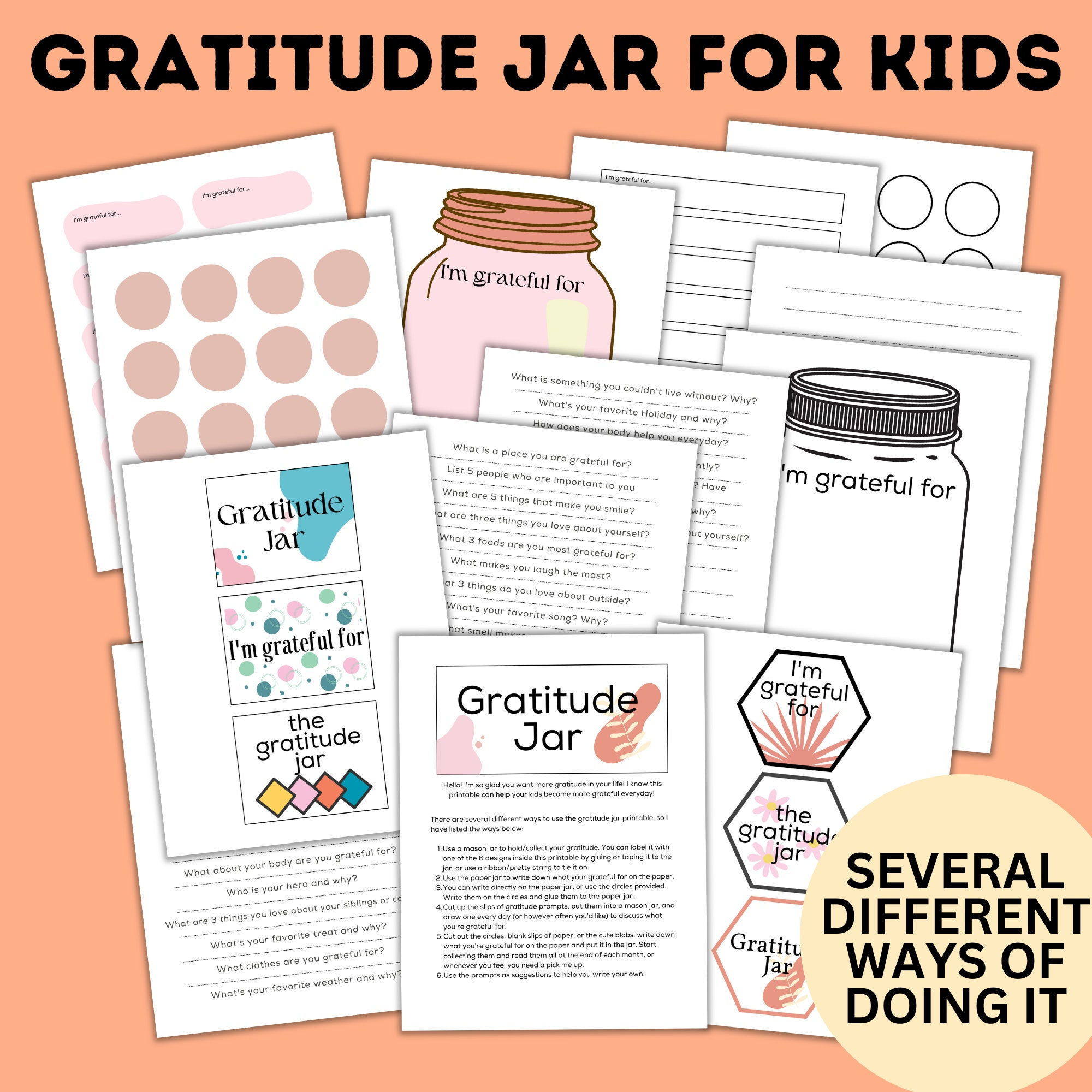 Gratitude Jar for Kids | Digital Gratitude Jar for Kids | Thankful Jar ...