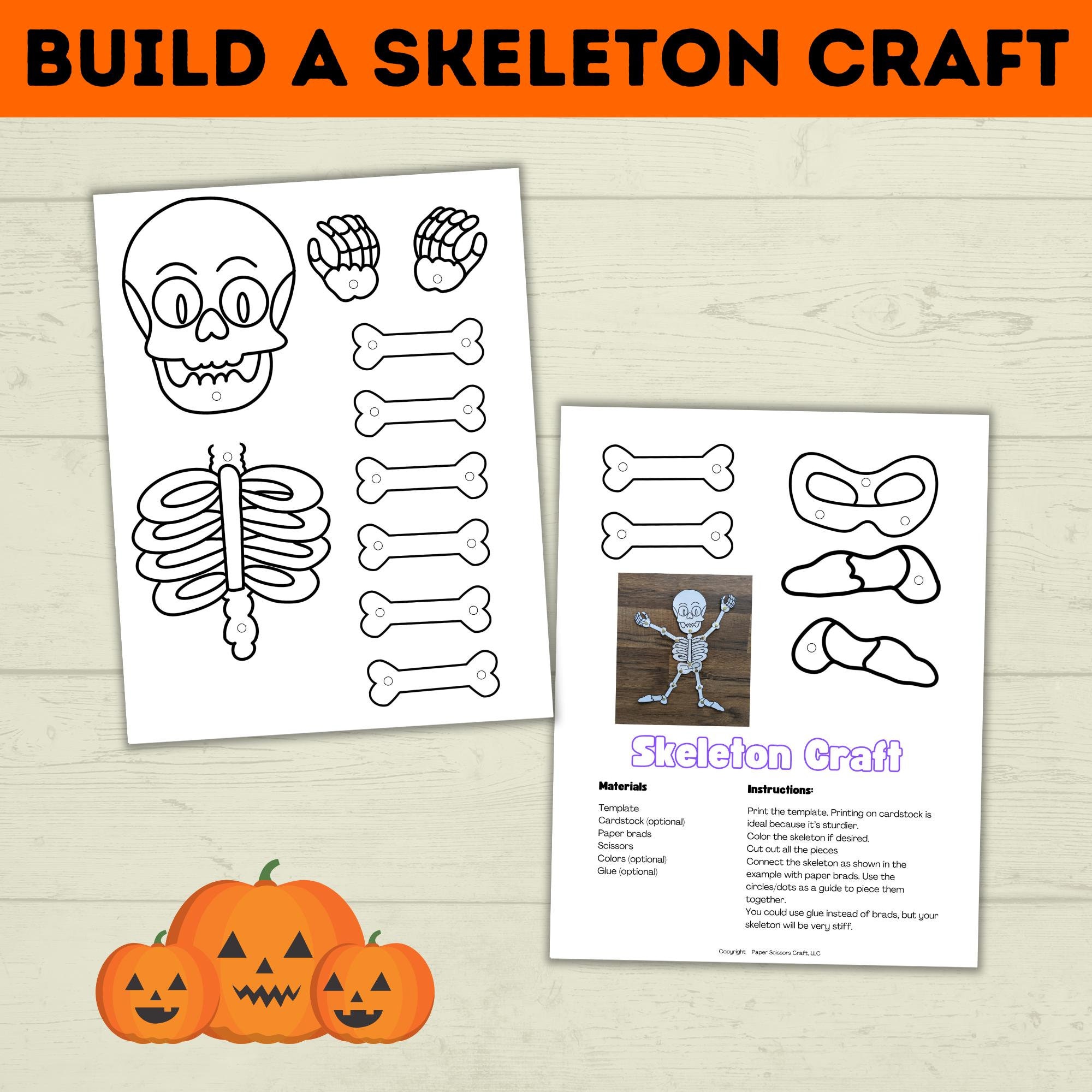 Skeleton Craft | Build a Skeleton | Halloween Craft | Kids Craft ...