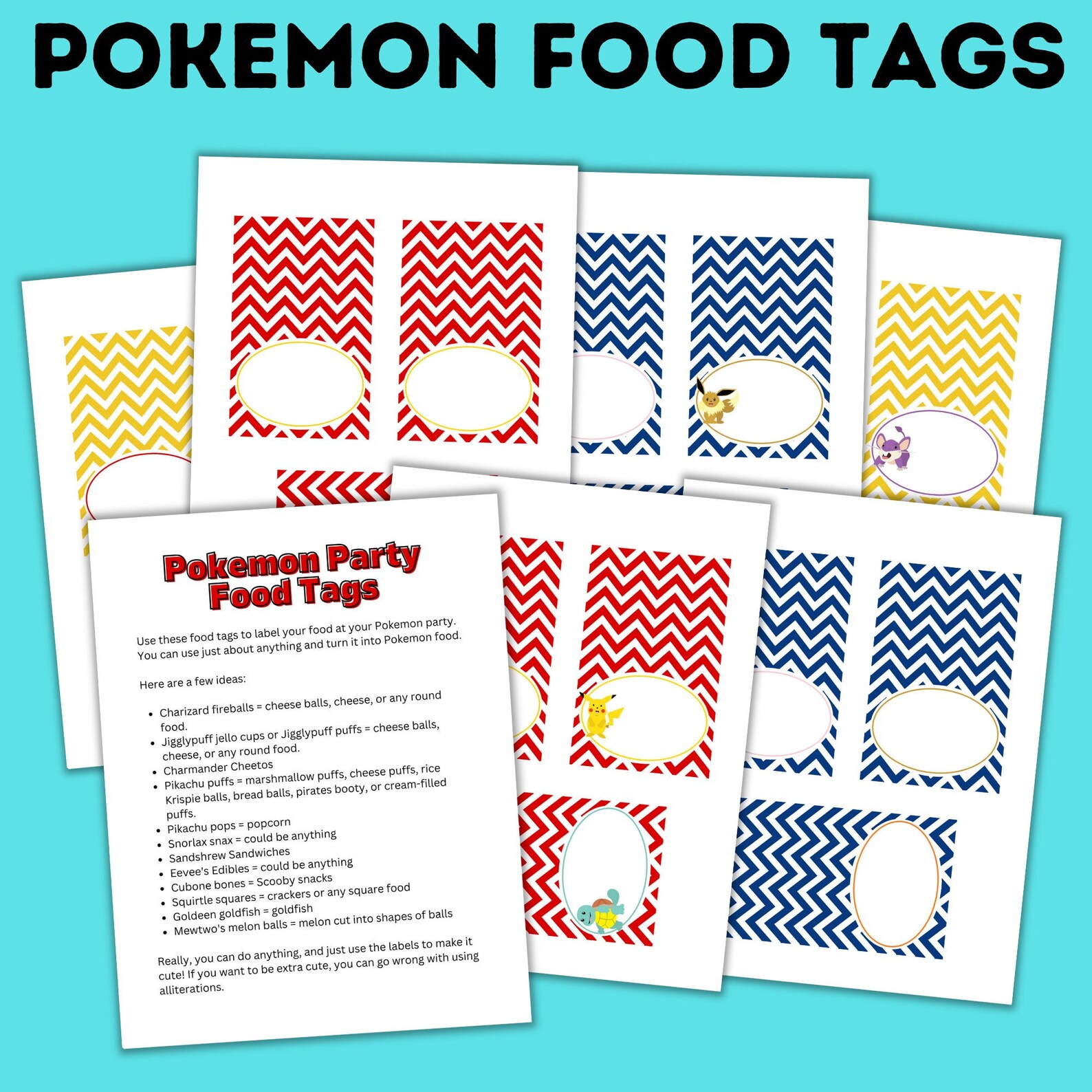 Pokemon Party Food Tags | Pokemon Food Labels | Food Tags | Pokemon ...