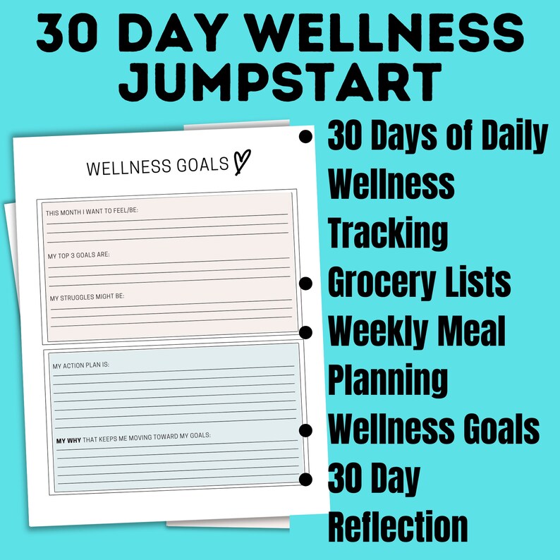 Health Planner | Fitness Tracker | 30 Day Wellness Jump Start Challenge ...