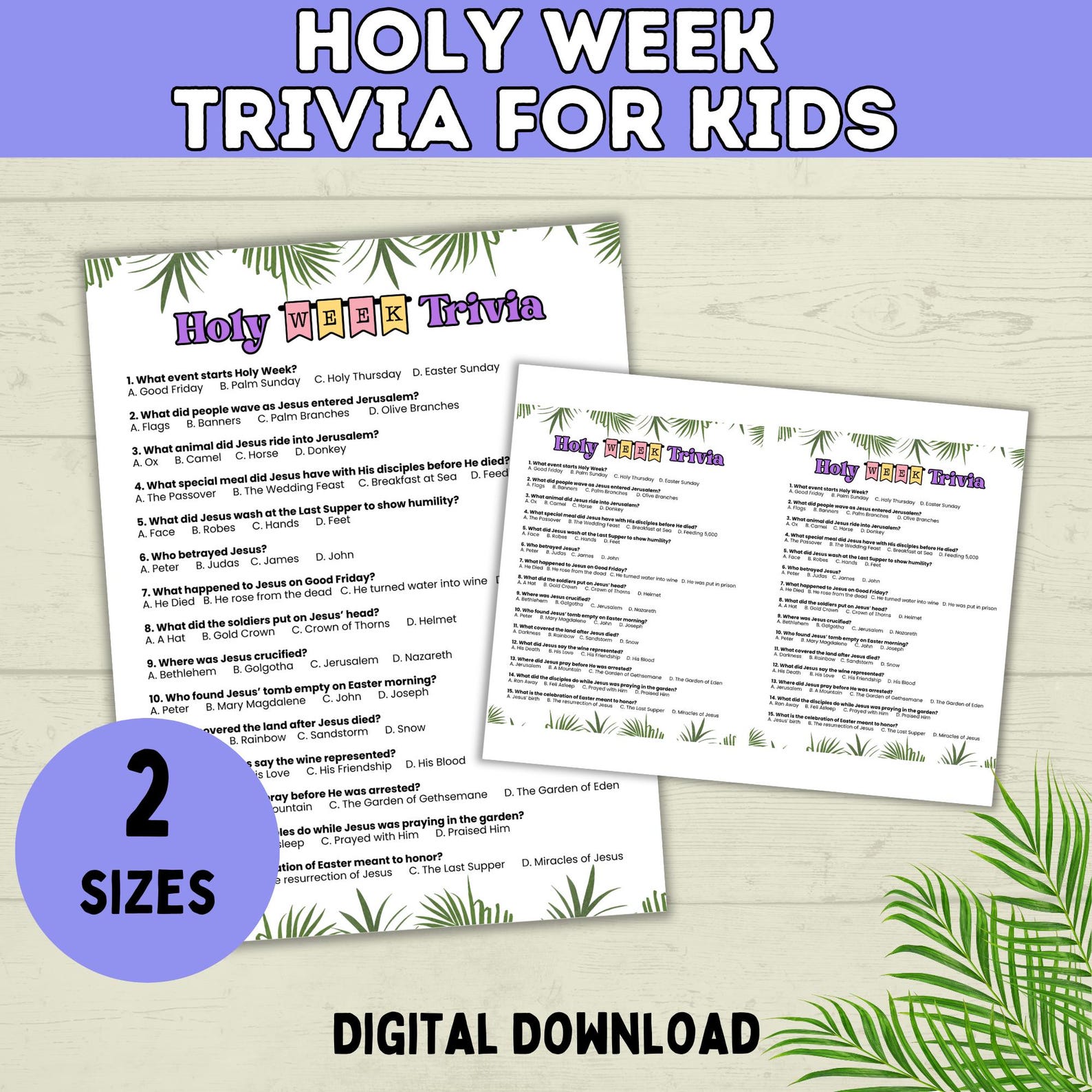 Holy Week Trivia Game for Kids: LDS Easter Activity (digital Download ...