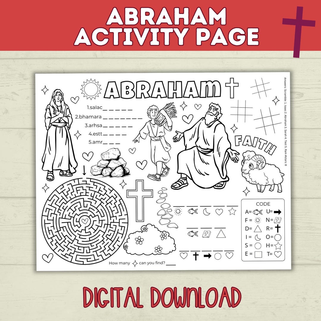 Bible Character Christian Coloring and Activity Lesson Page for Kids ...