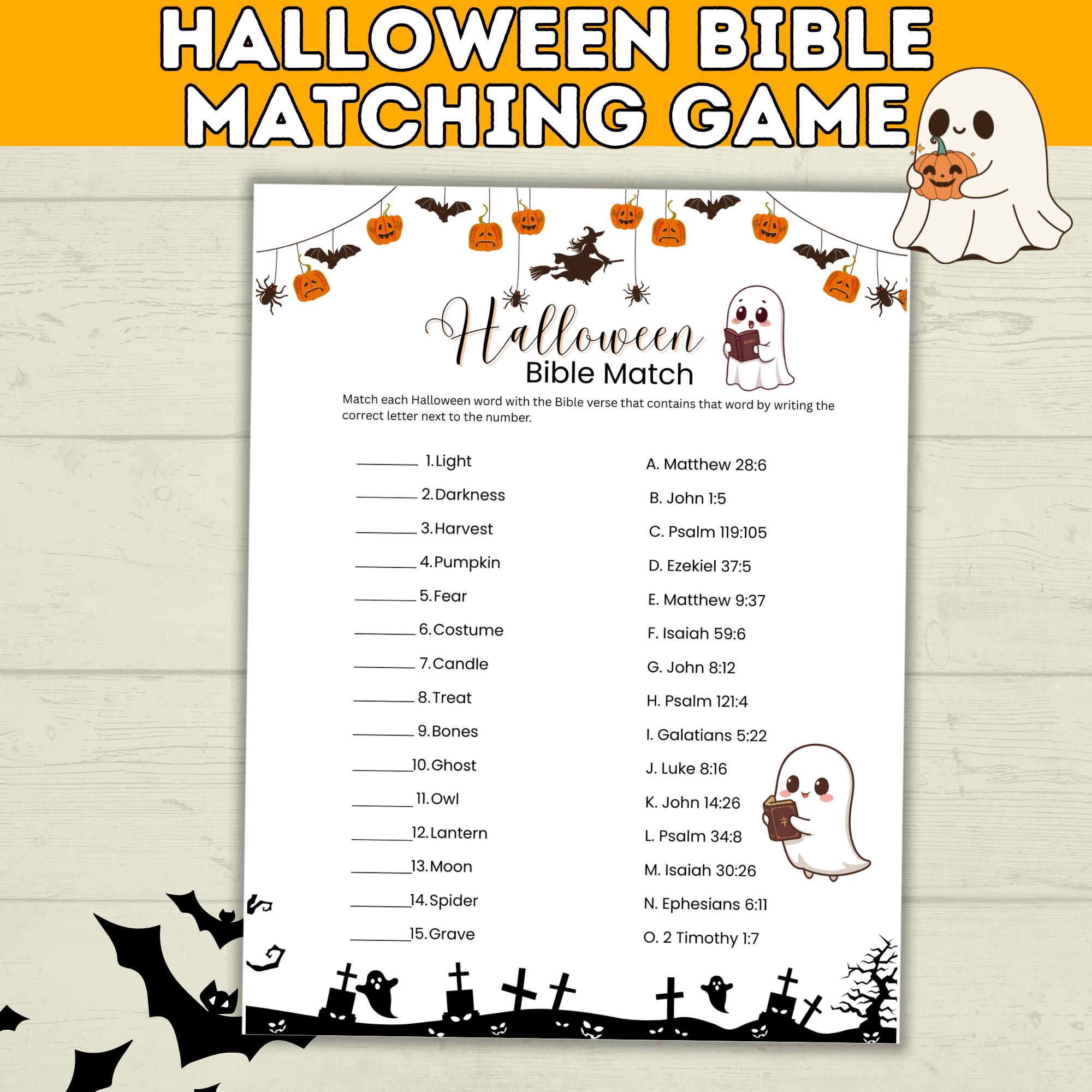 Halloween Bible Matching Game for Kids and Teens | PDF Digital Download ...
