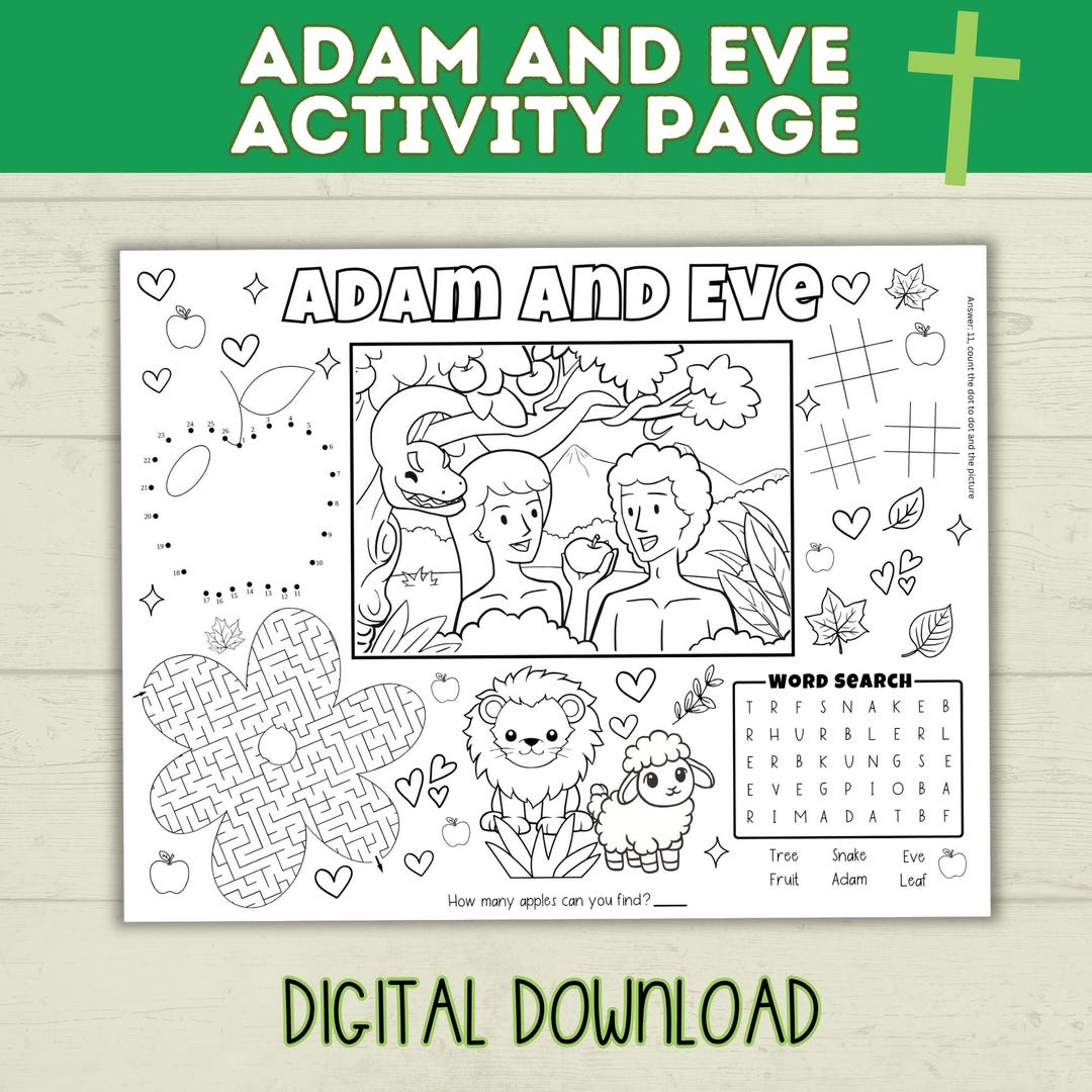 Adam and Eve Craft | Kids Coloring Page | Kids Printable | Adam and Eve ...
